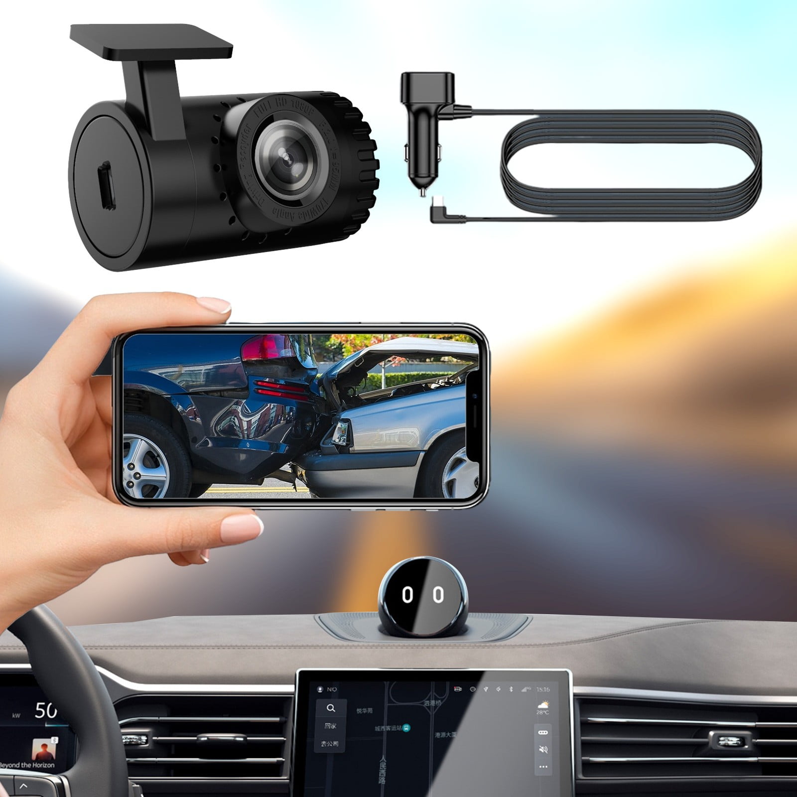 Vfedsrsge Car Camera Dash Cam with SD Card,Car Driving Recorder WIFI ...