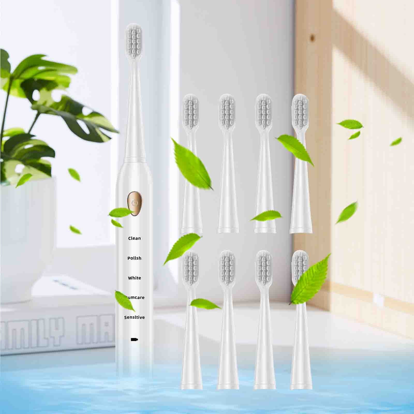 Vfedsrsge Electric Auto Toothbrush with 8 Brush Heads, Upgraded High ...
