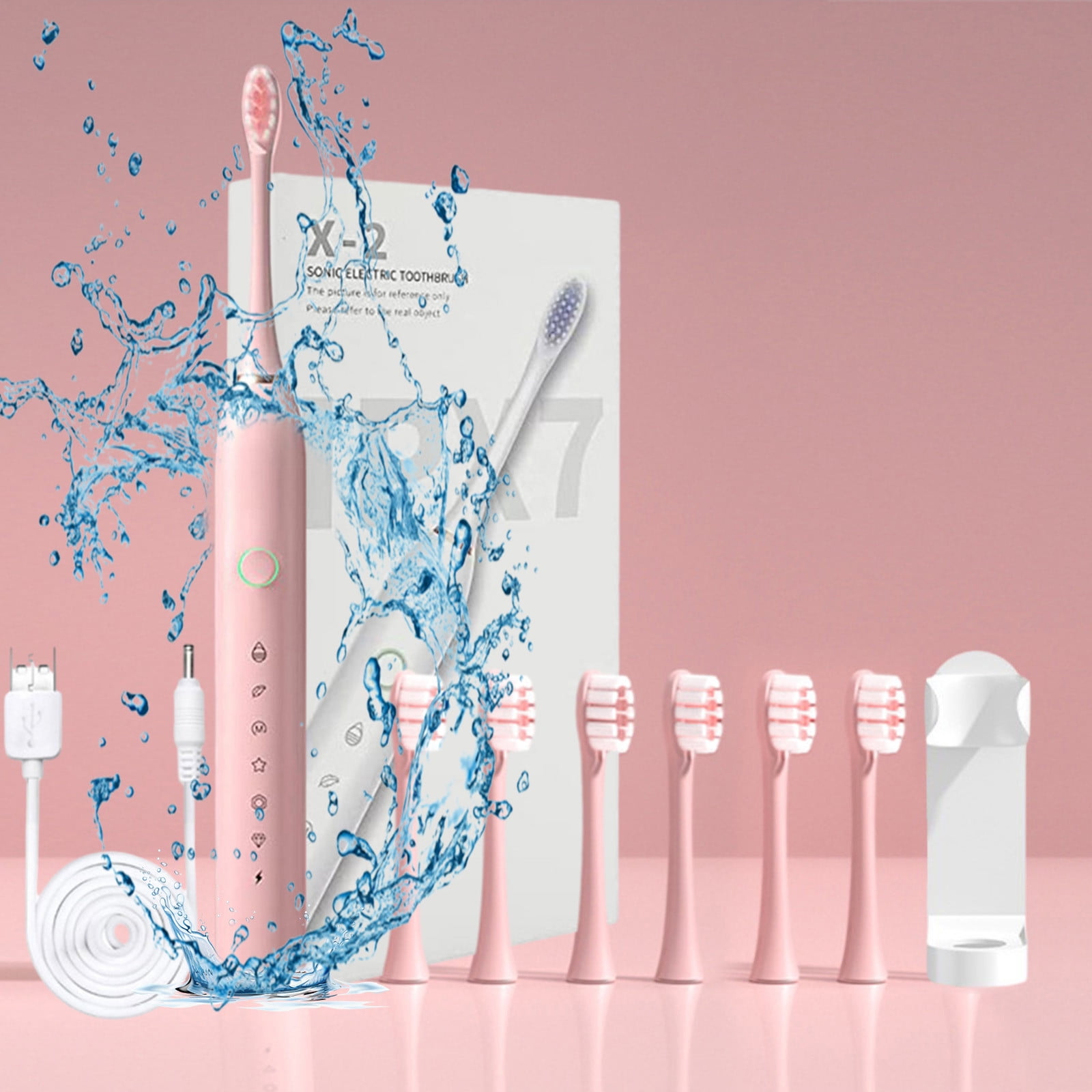 Vfedsrsge Electric Toothbrush with 6 Brush Heads and Holder, Smart 6 ...