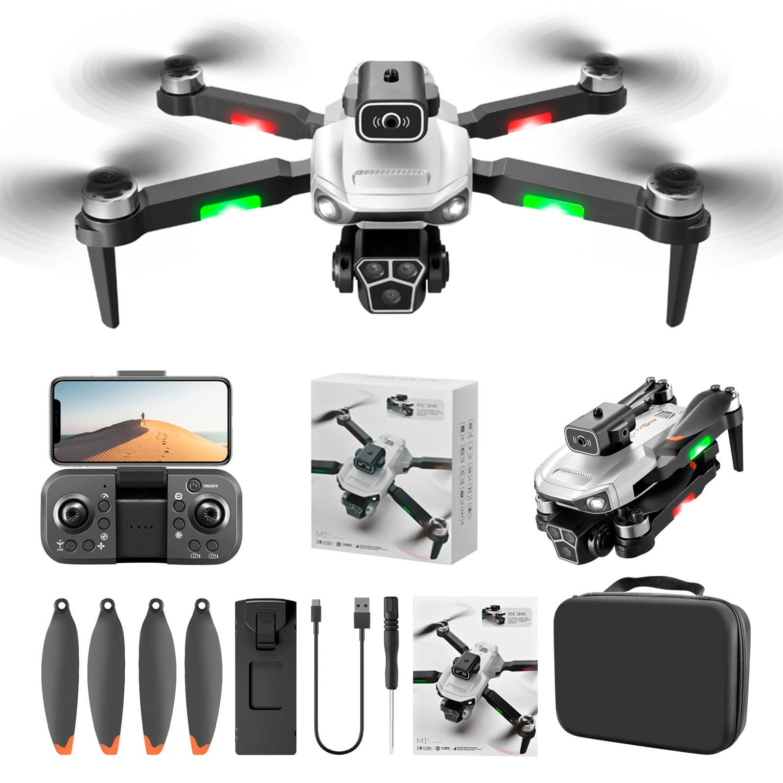 Vfedsrsge FPV Drone with ESC Camera Brushless Motor and Cool Lights ...