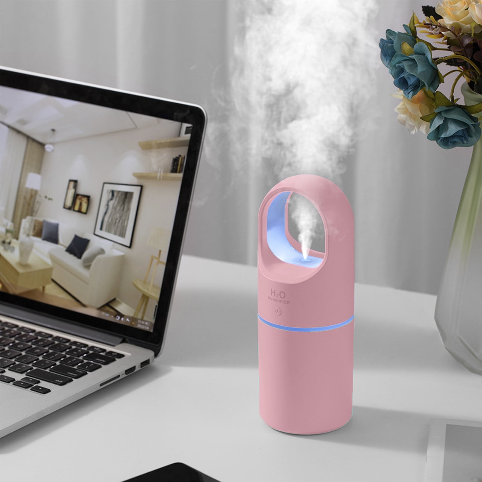 Vfedsrsge Pink USB Humidifier with Colorful Ambient Lighting, Quiet ...