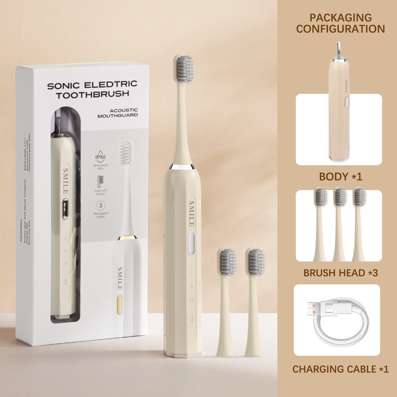 Vfedsrsge Soft Bristle Electric Toothbrush, Rechargeable Toothbrush for ...