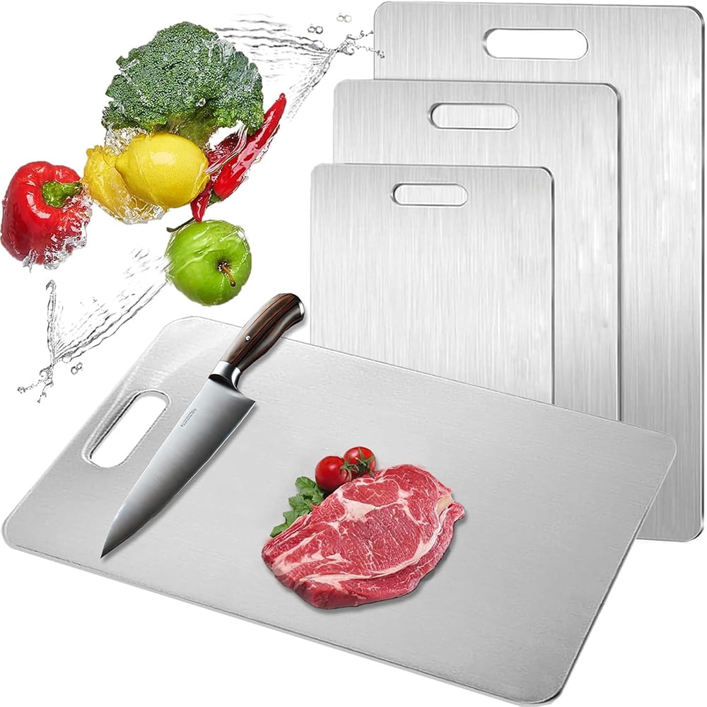 Vfedsrsge Titanium Cutting Board for Kitchen Multi-Sized,304 Stainless ...