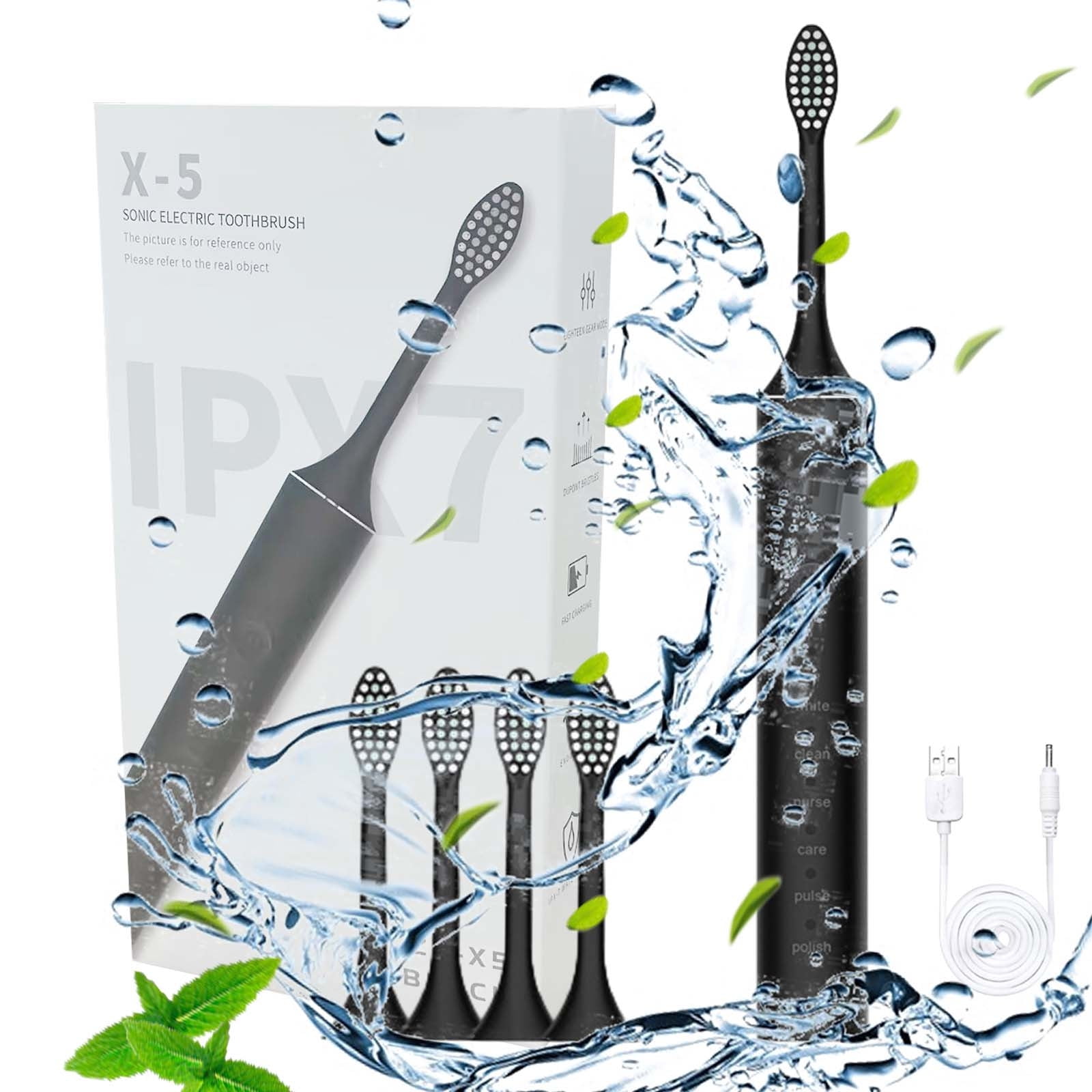 Vfedsrsge Toothbrush With 4 Brush Heads, Smart 6-speed Timer Waterproof ...
