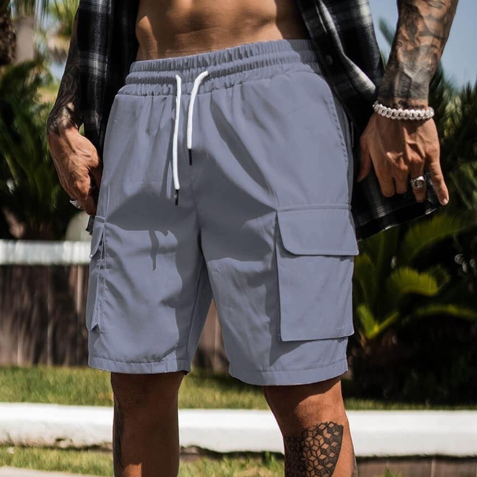 VgaVtl Athletic Men's Shorts Cargo Mens Shorts Plus Size Muscle Plain ...