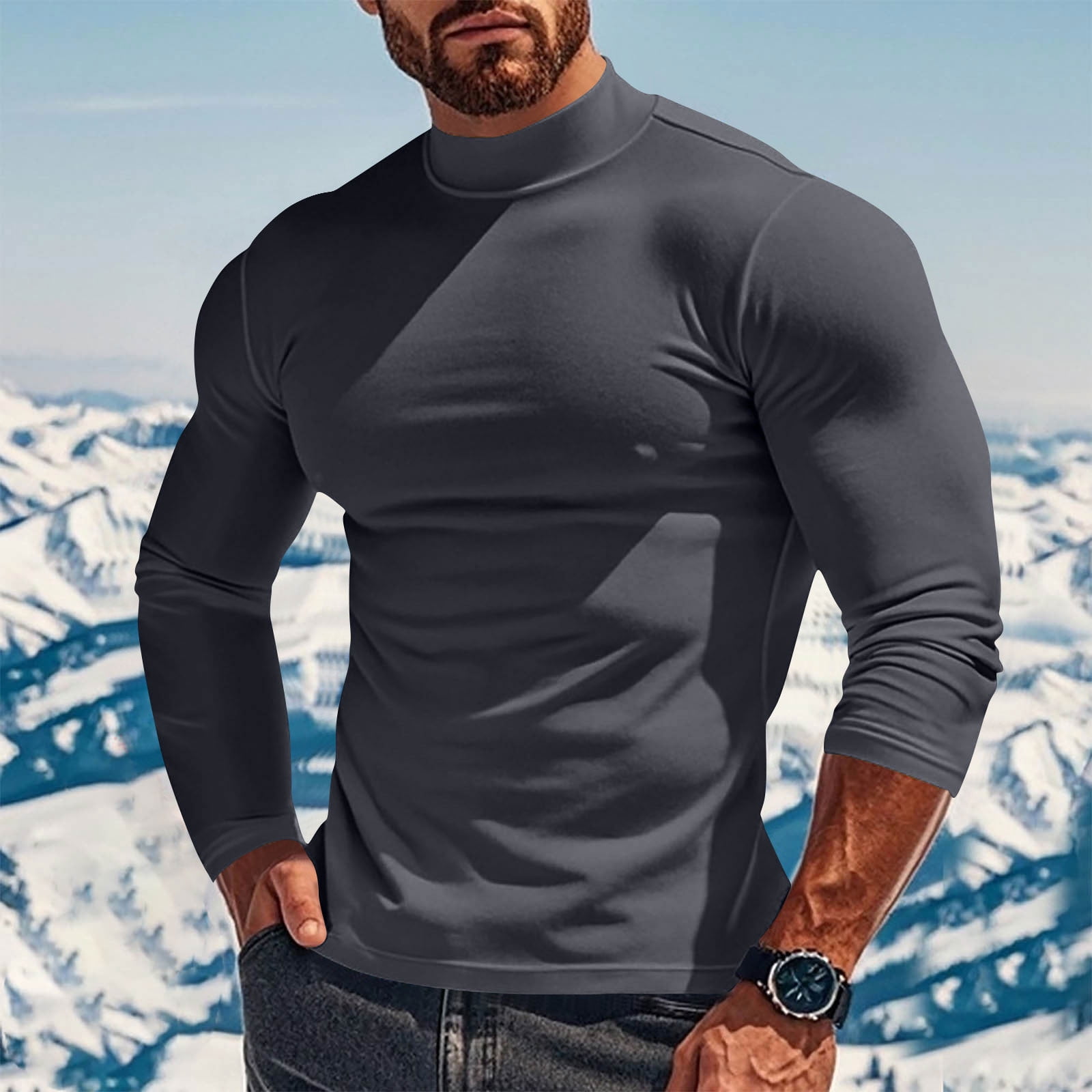 VgaVtl Long Sleeve T Shirts for Men Big and Tall High Neck Clothing for ...