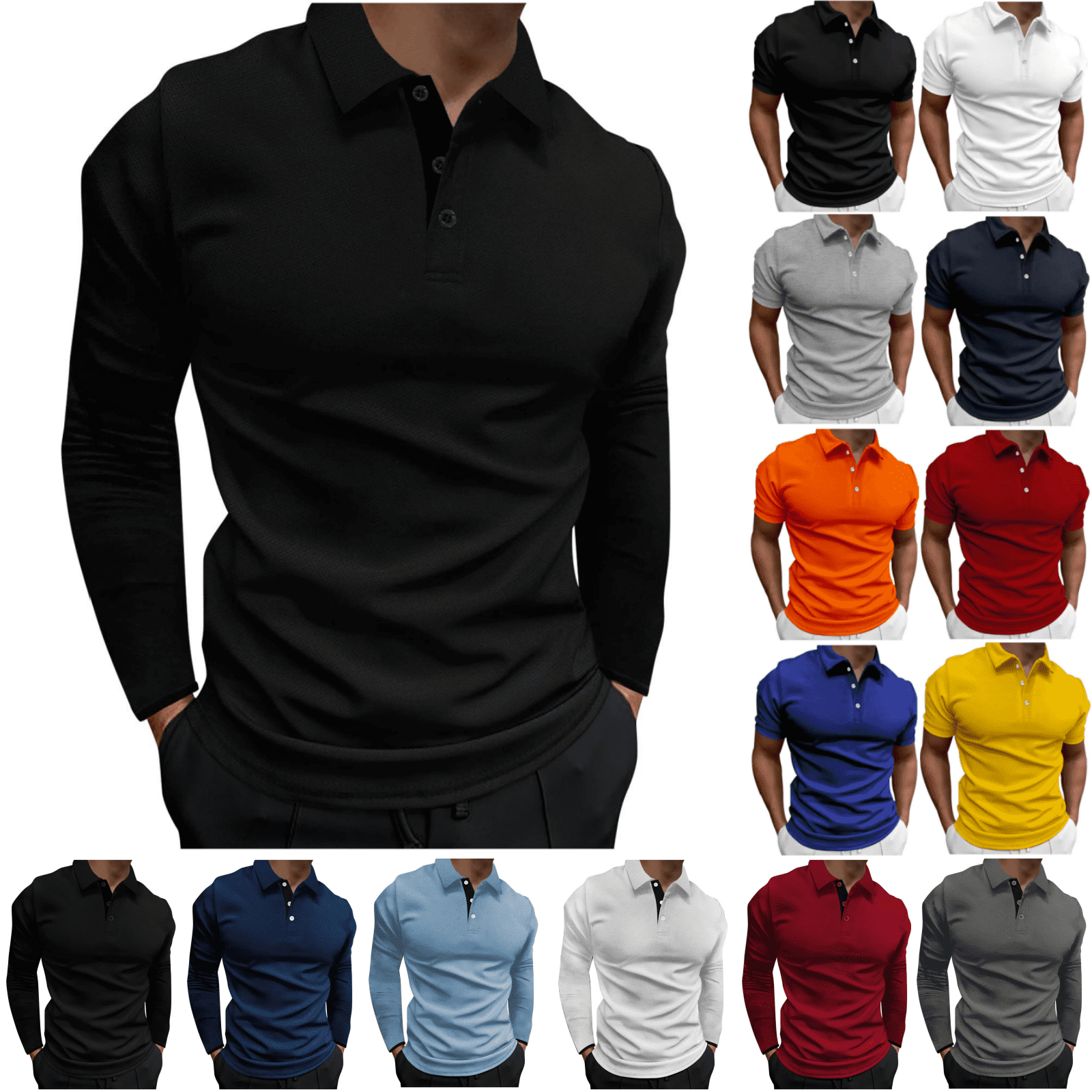 VgaVtl Men Winter Shirts Long Sleeve Mens Shirts Plain Black Big and ...