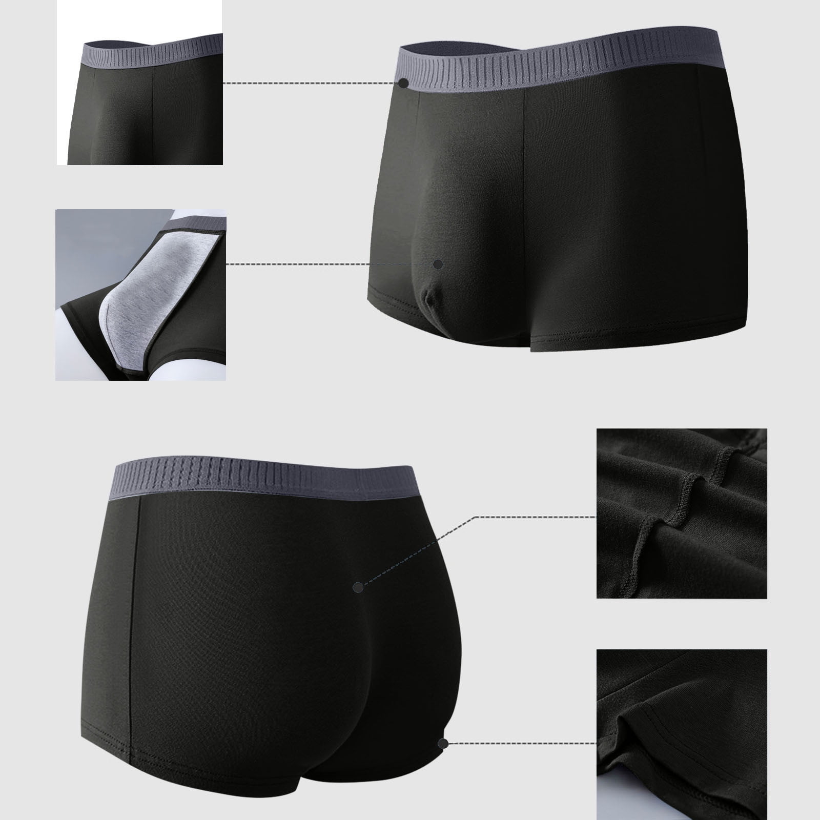 VgaVtl Mens Plus Size Boxers Cotton Underwear for Men Seamless Solid ...