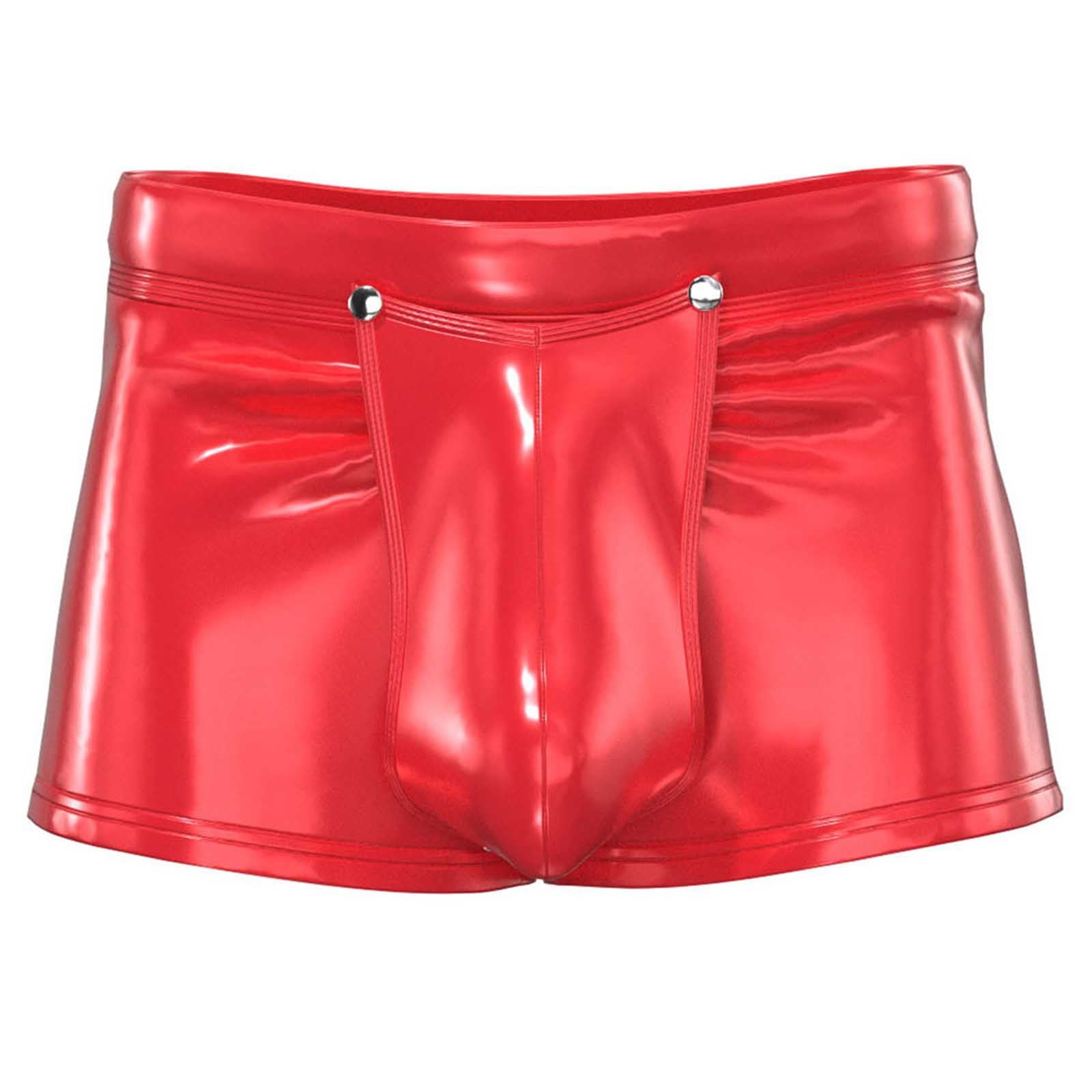 VgaVtl Mens Plus Size Boxers Leather Big Men's Underwear Clubwear ...