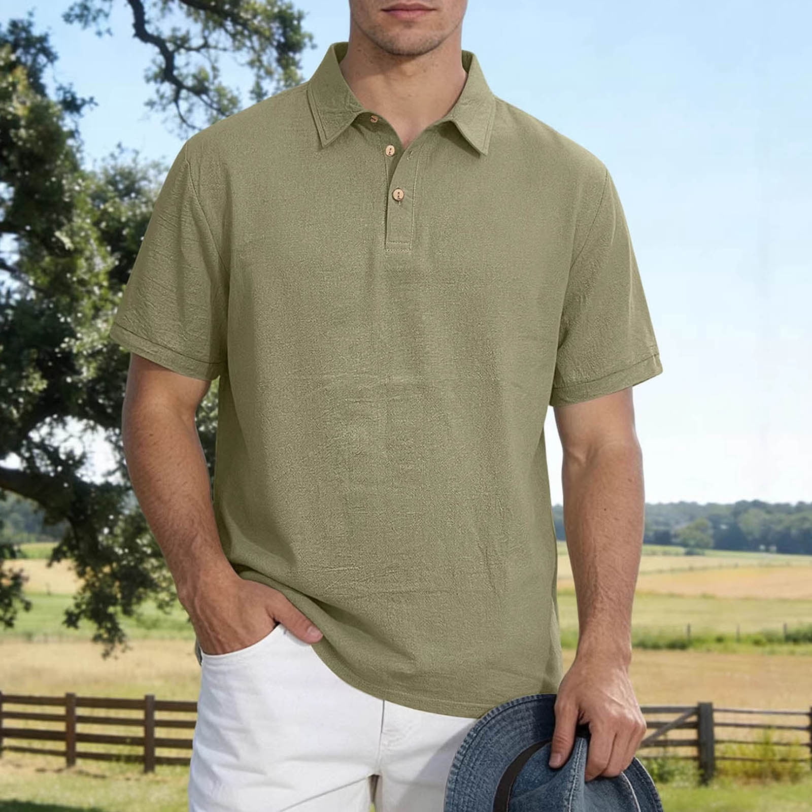 VgaVtl Mens Polo Shirt Basic Short Sleeve Summer Mens Tops Button ...