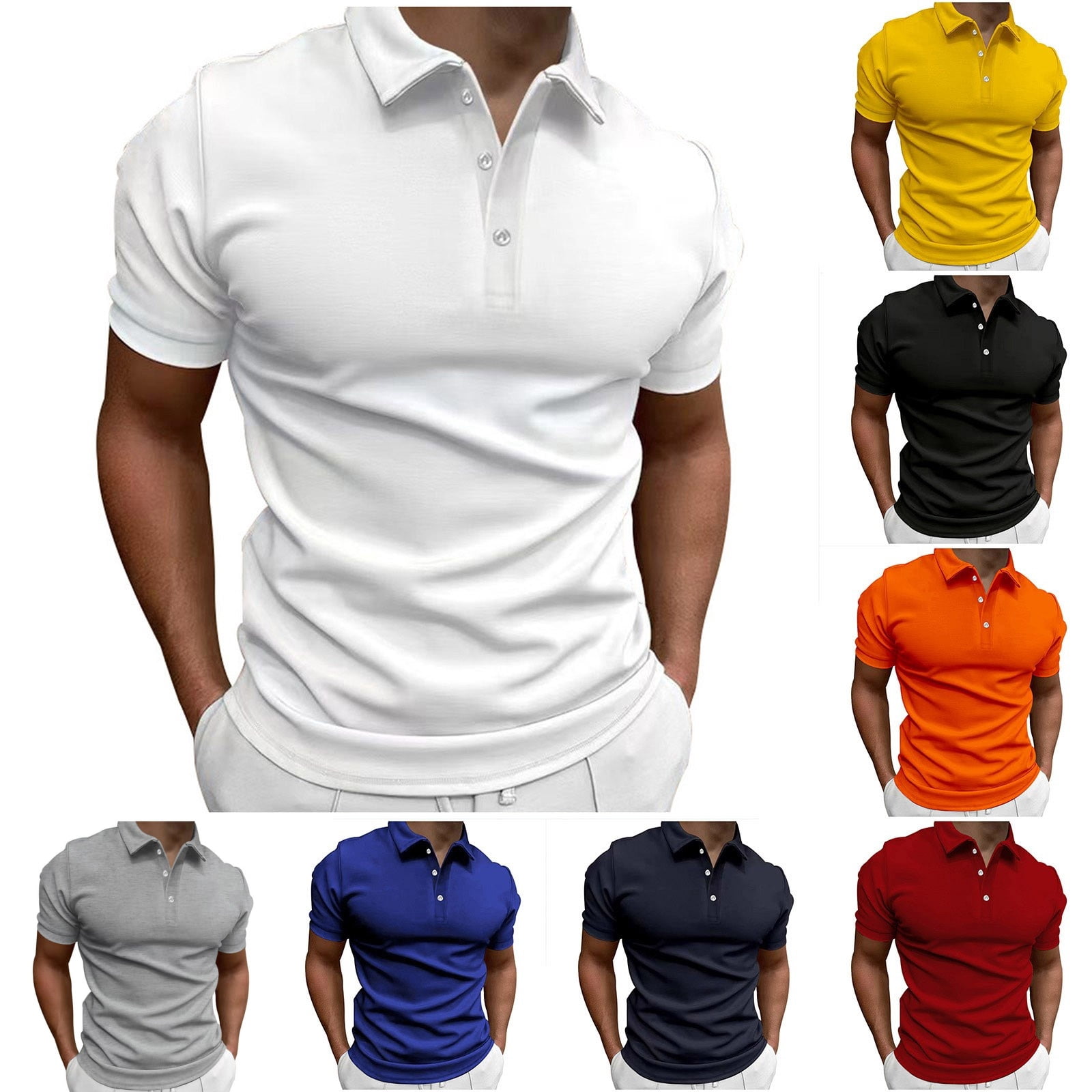 VgaVtl Mens Short Sleeve Polos Lapel Tee Shirts for Men Pull-On Regular ...