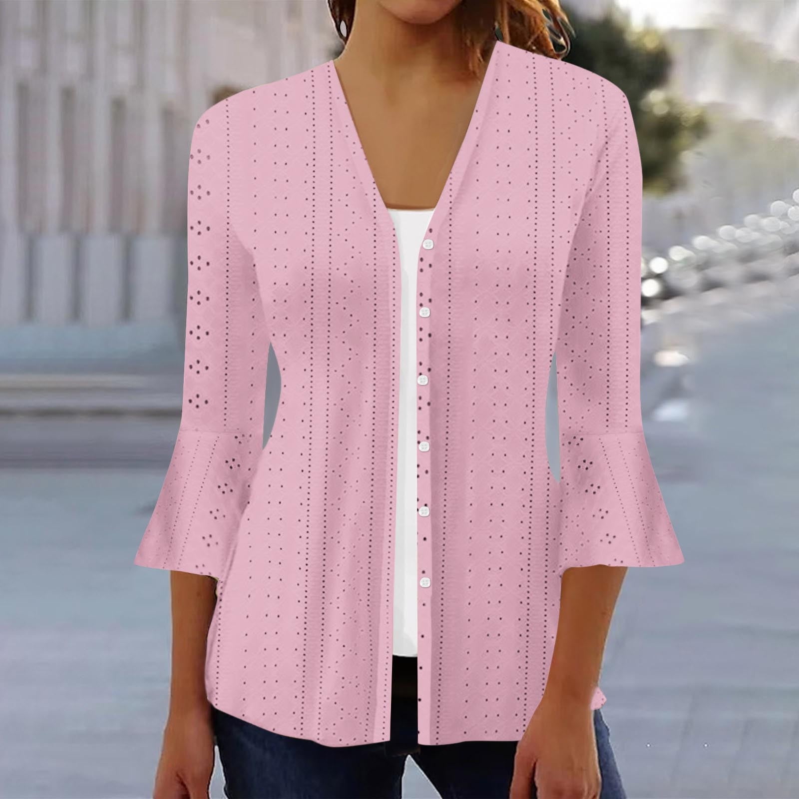 VgaVtl Plus Size Cardigan for Women 3/4 Sleeve Tunic Casual Womens Plus ...
