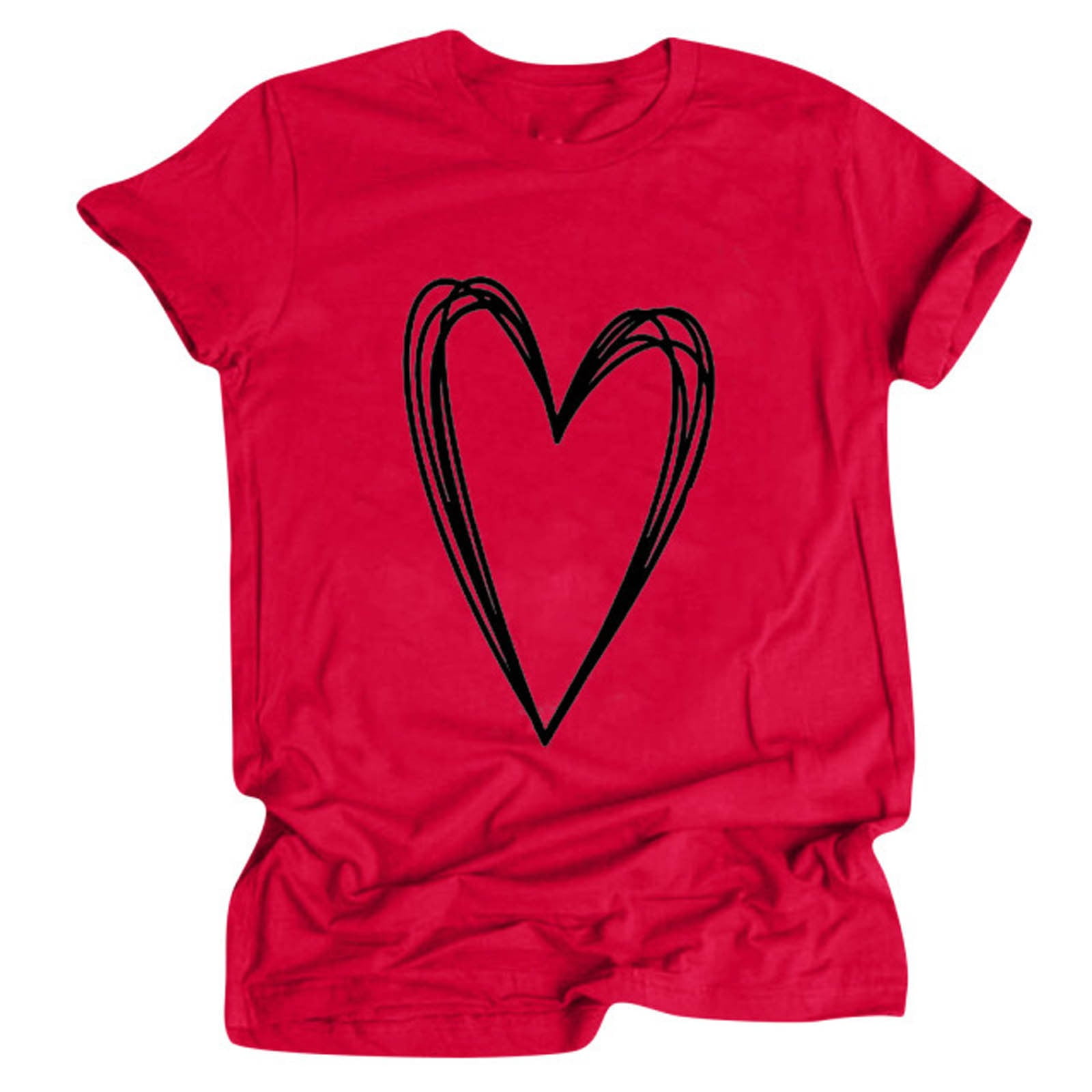 VgaVtl Red T Shirts for Women Short Sleeve Crew Neck T-Shirt Print ...