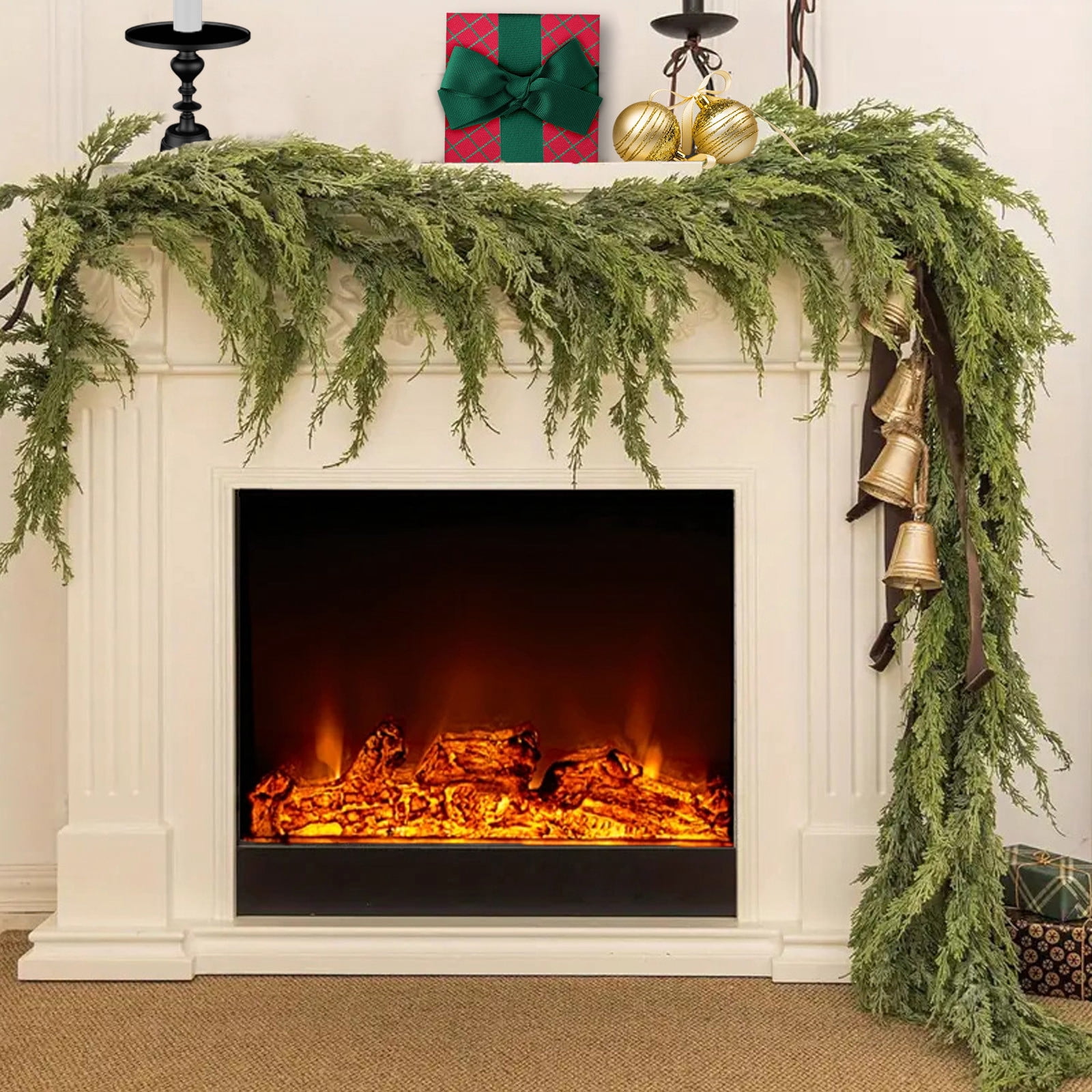 Vggrvlo 6FT Christmas Garland Pine Garland Realistic Greenery Cypress ...