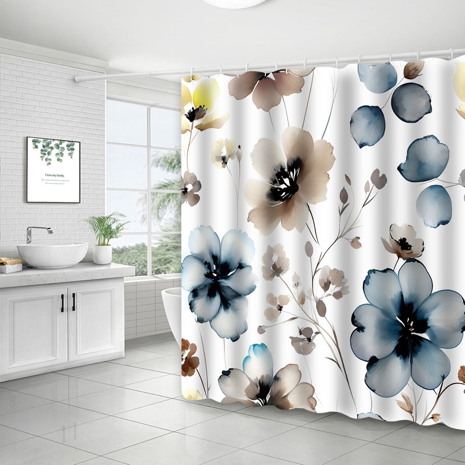 Vggrvlo Bath Savings Bathroom Shower Curtain with 12 Hooks Premium PEVA ...