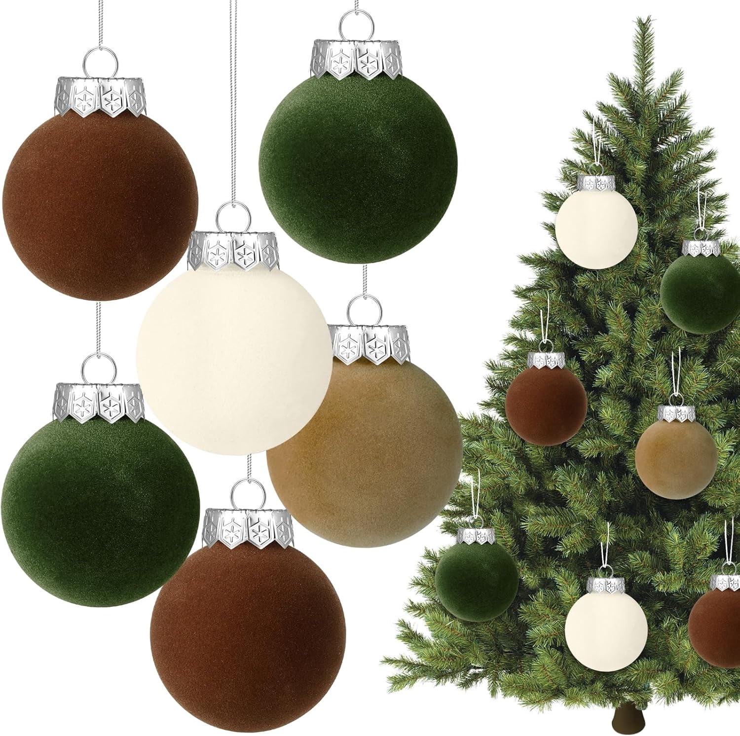 Tupukom Christmas Balls 6Pcs High-Ranking 2.4in Shatterproof Flocked ...