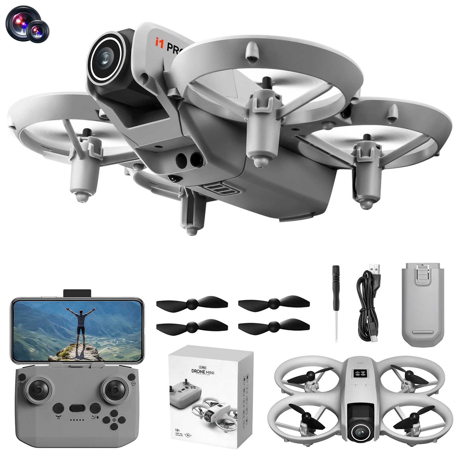 Vggrvlo Drones with Camera for Kids & Adults Palm Takeoff Stabilized ...