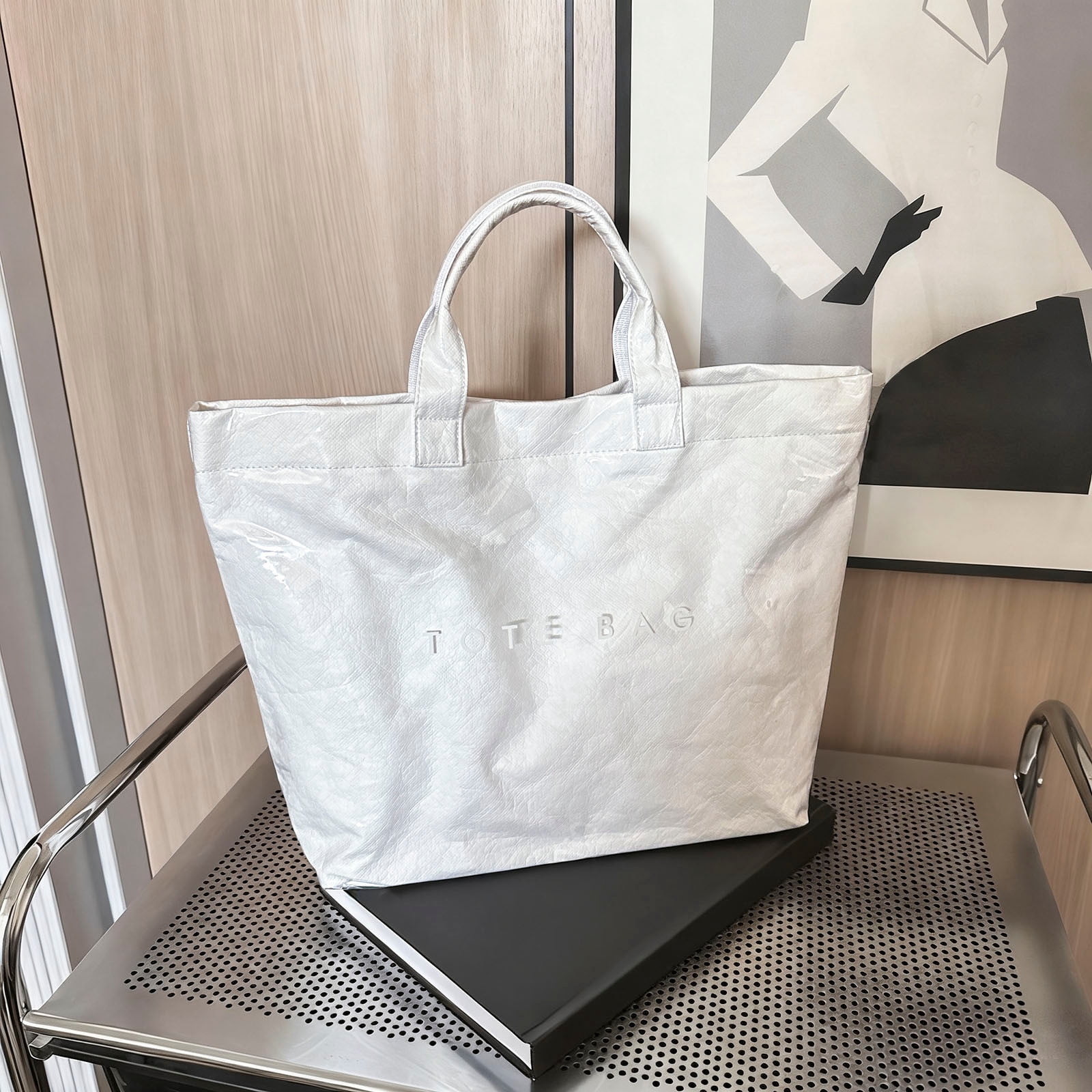 Vggrvlo PVC Tote Bag for Women Large Plastic Tote Bag for Work Kraft ...