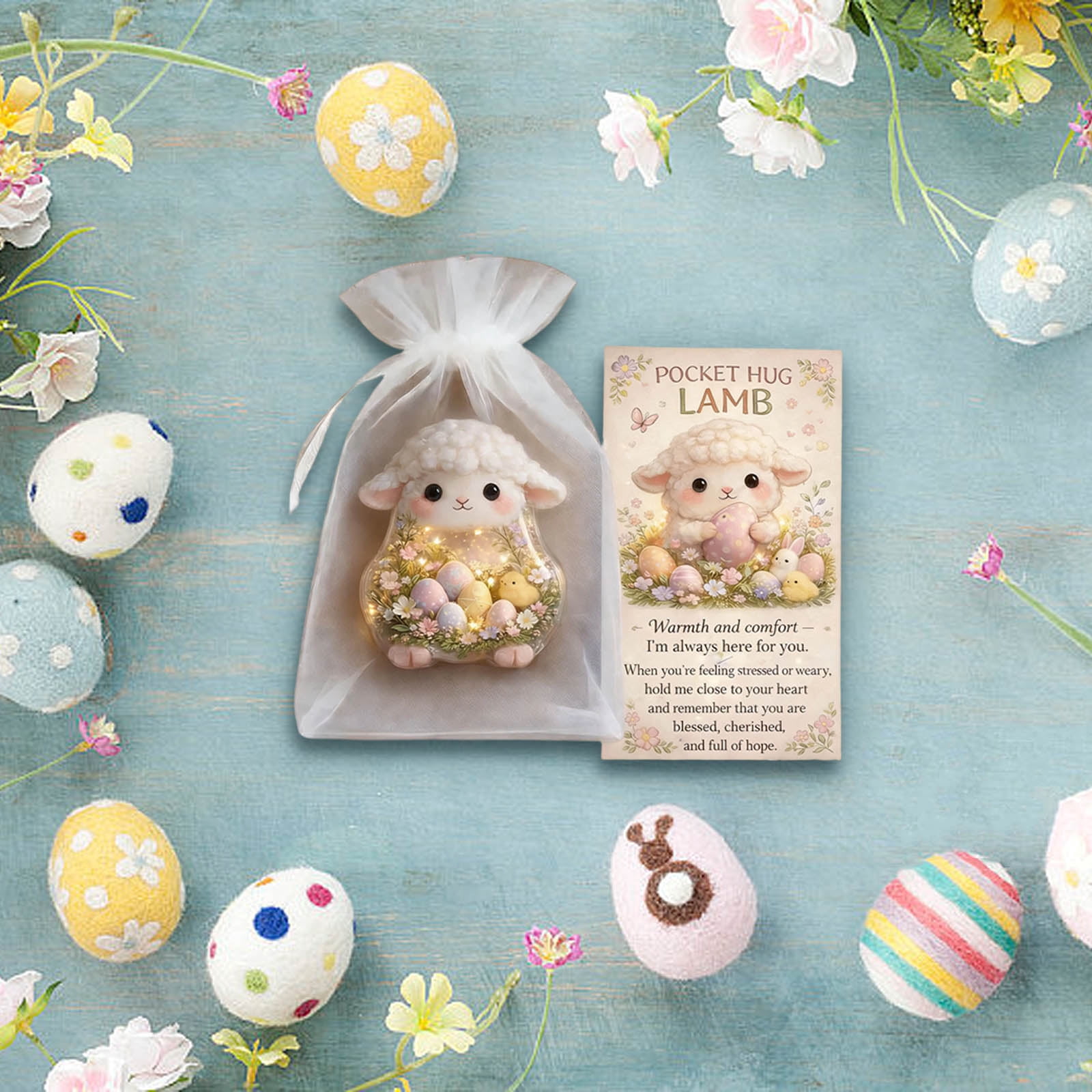 Vggrvlo Under 5 Easter Pocket Hug Sheep Shape Pocket Hug with Greeting ...