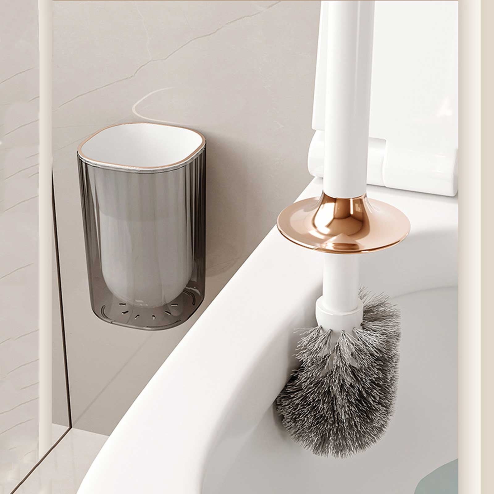 Vggrvlo White Toilet Brush and Holder Set Toilet Cleaner Brush with ...