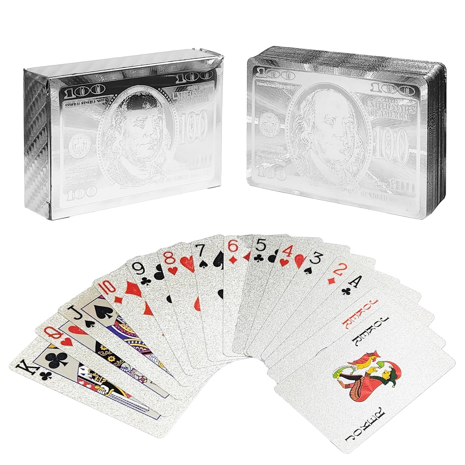 Vgrassp Silver Deck Of Waterproof Playing Cards For Adult - Highly ...