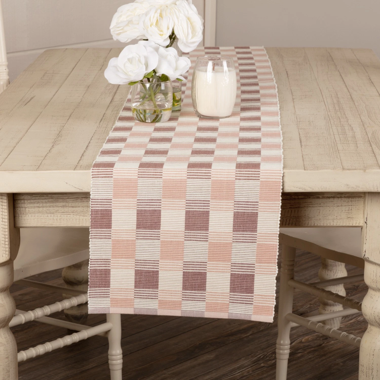 Vhc Brands Table Runner Daphne Ribbed Farmhouse 13X90 Rect Mauve ...