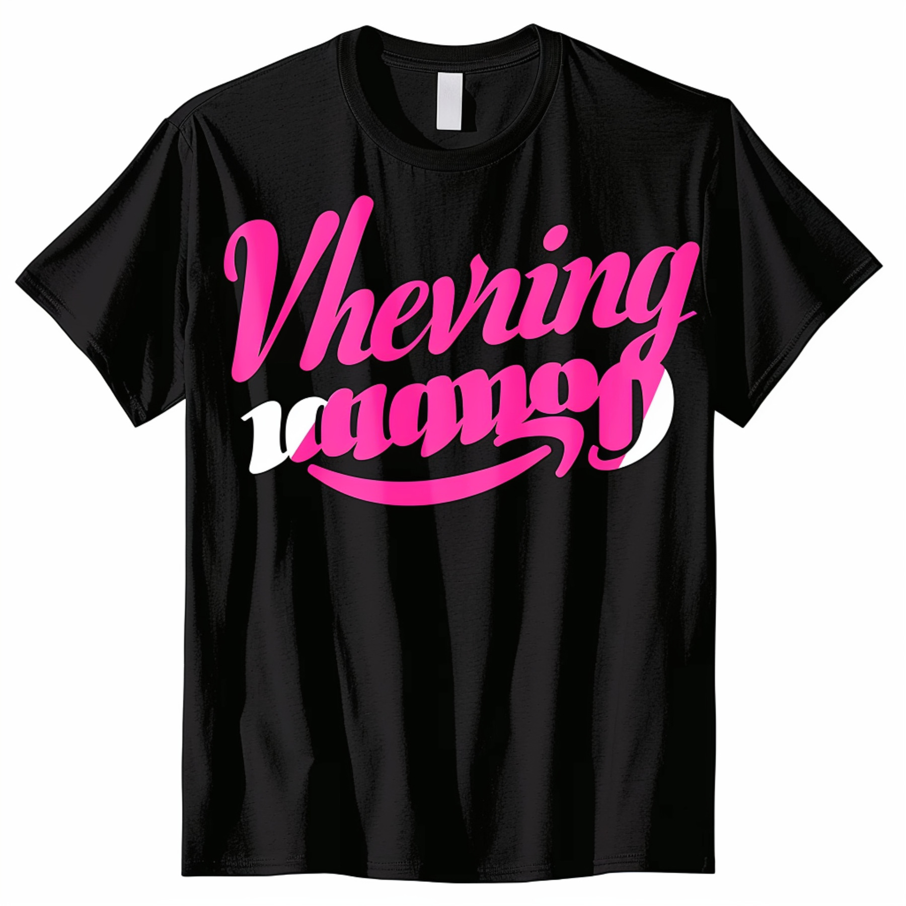 Vhevning Retro Cursive Design: Bold groovy 70s style in pink on black ...