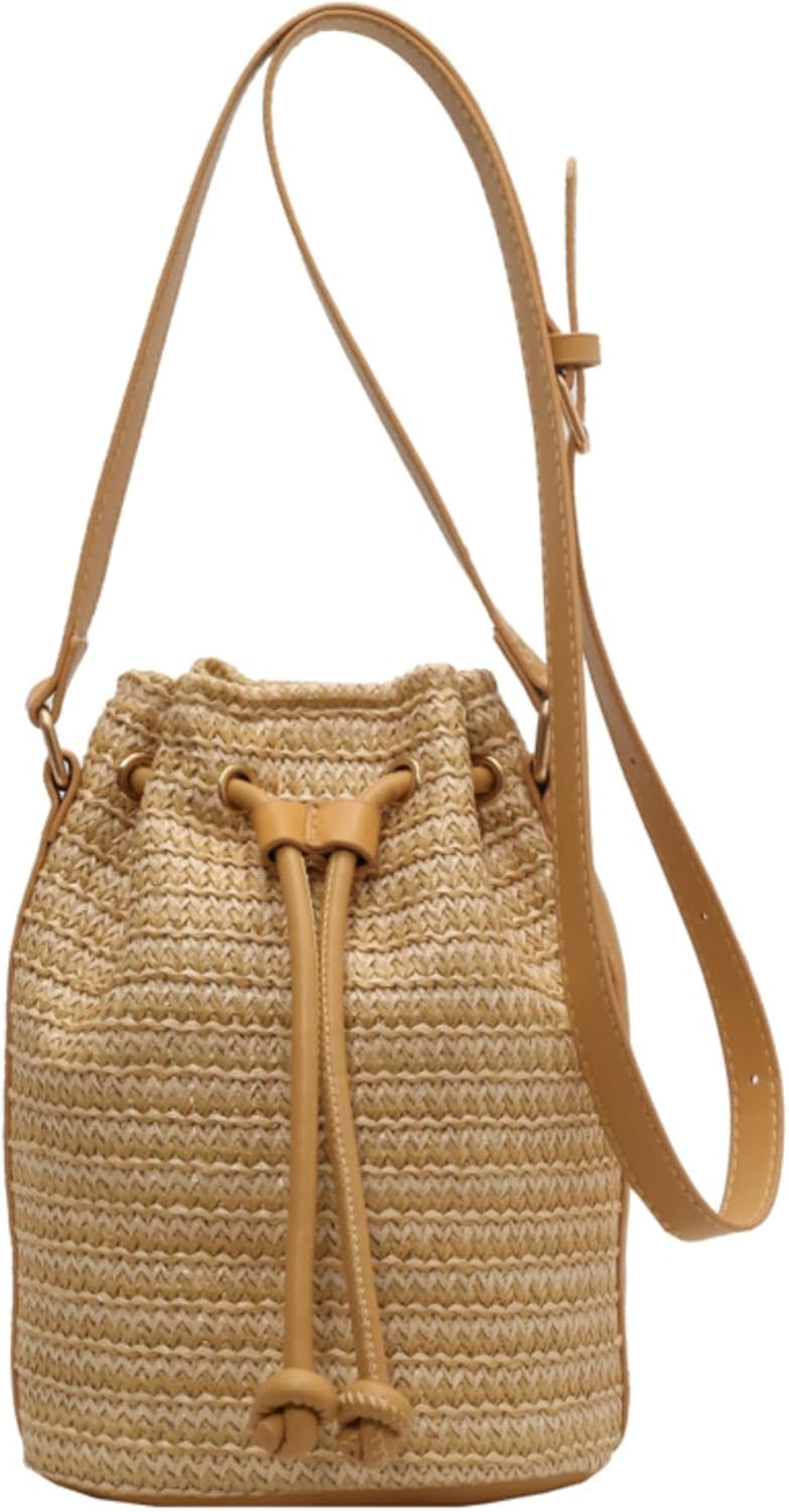 Vhitler Drawstring Straw Bag Small Crossbody Purses Women Y2k Beach ...