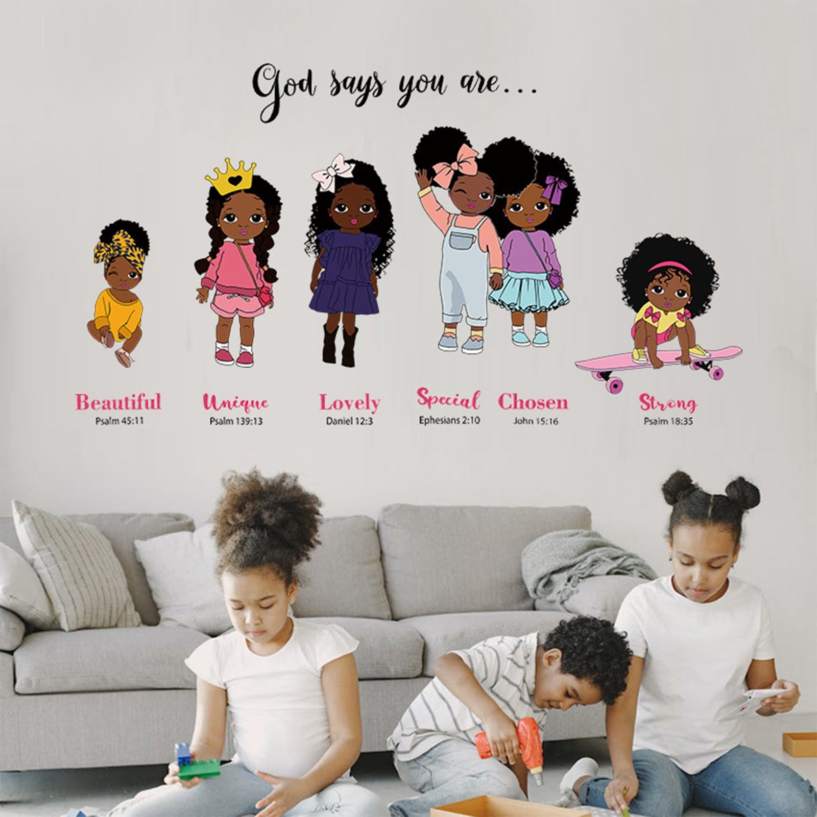 ViLaViDe Black Girls Inspirational English Wall Decals Children's ...
