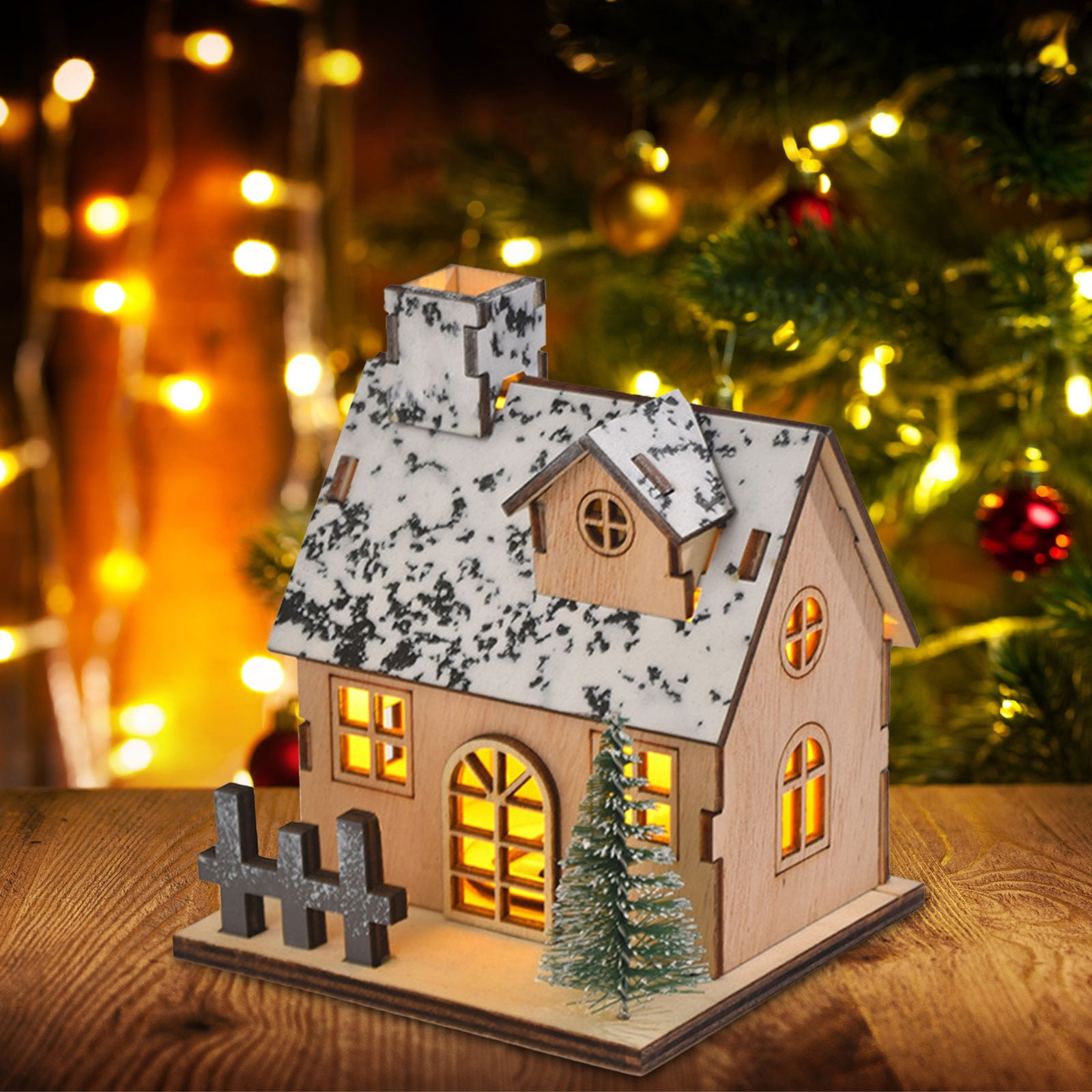 ViLaViDe Christmas Village House Decoration Light Up Resin Christmas ...