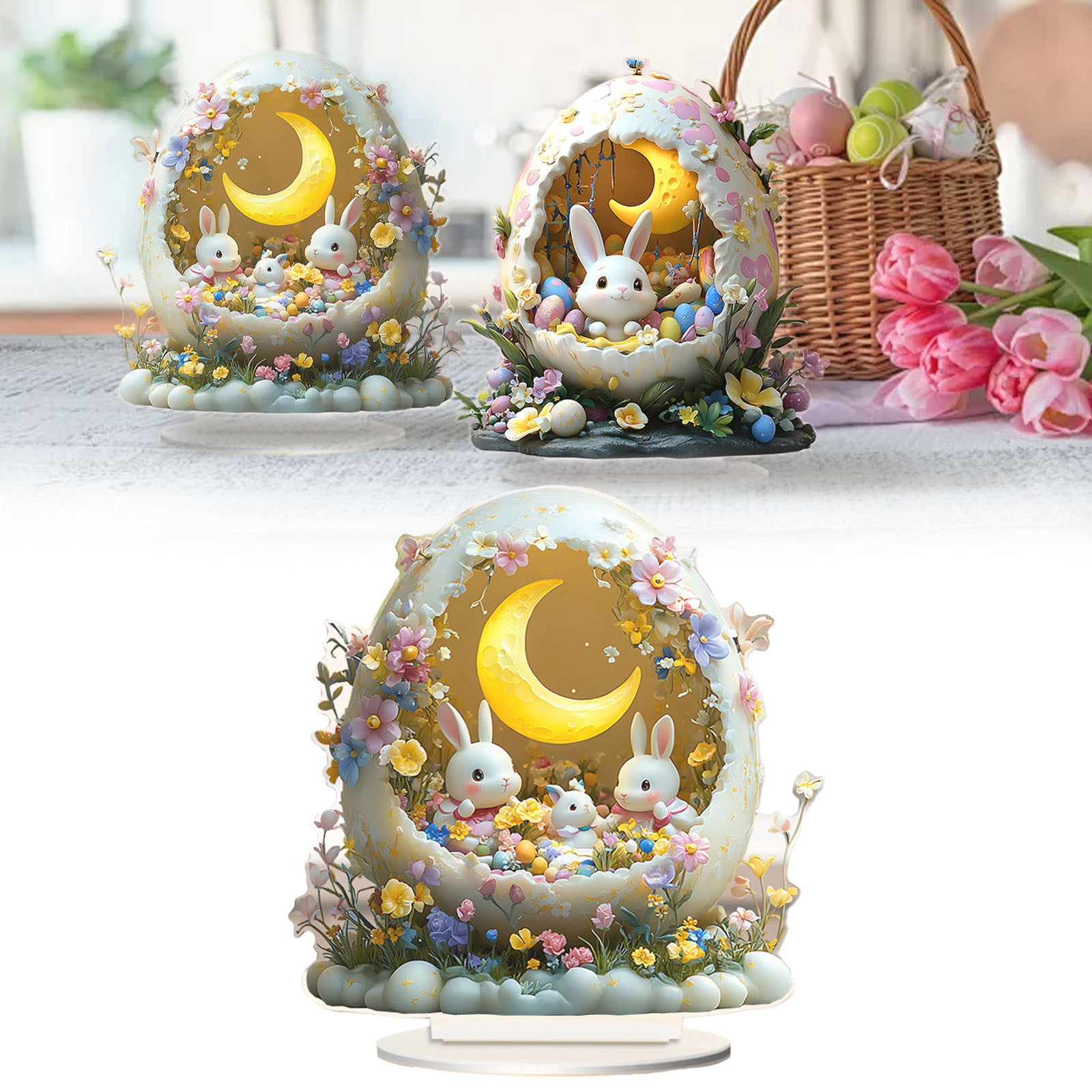 ViLaViDe Easter Bunny Figurine Figurine Farmhouse Acrylic Rustic Statue ...