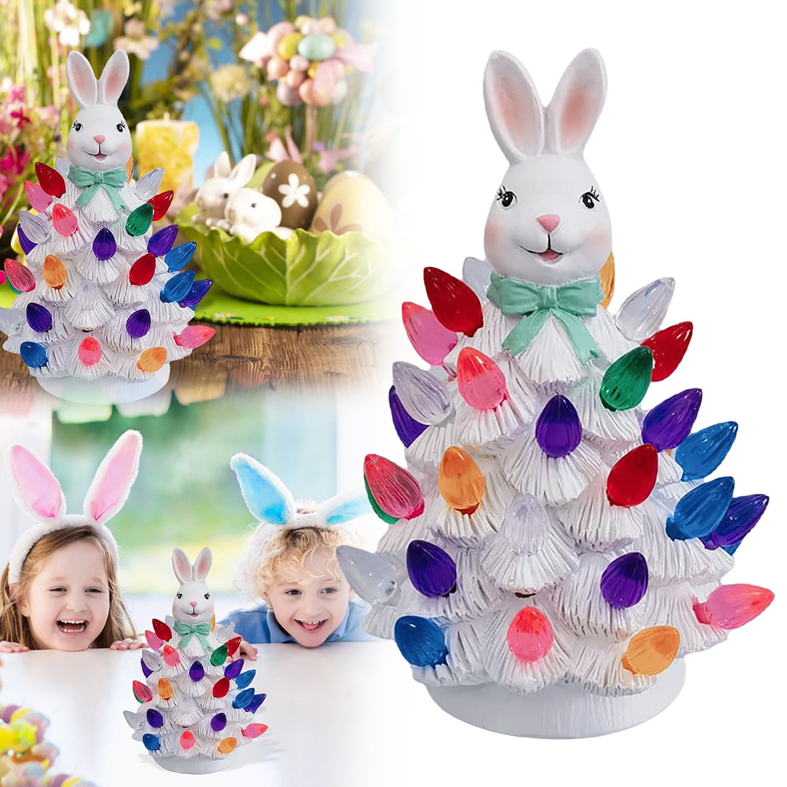 ViLaViDe Easter Tree Topper & Bunny Lamp: Features A Ceramic Bunny ...