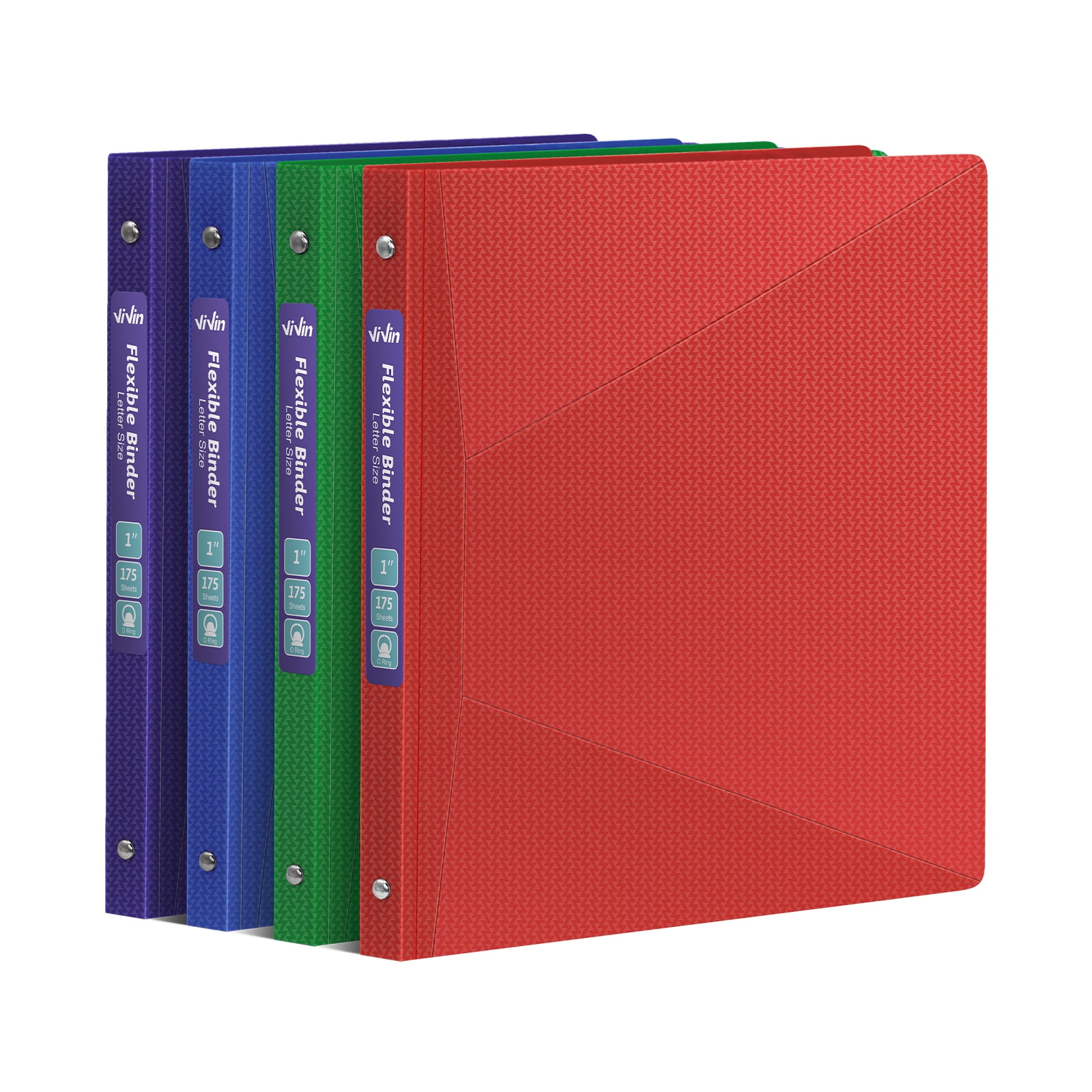 Vivin 1 Inch Plastic Flexible Binders, Round Ring 4 Packs Assorted ...