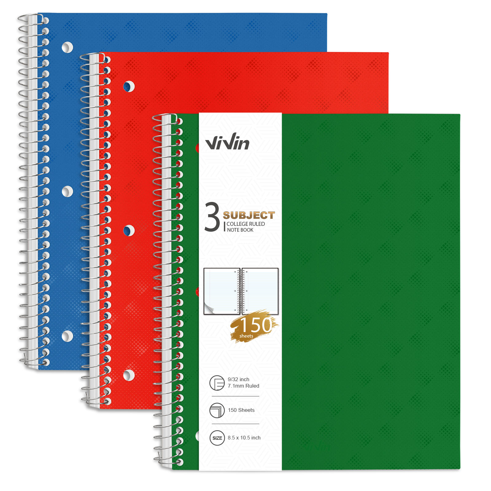 Spiral Durable Notebooks, 2 Pack (3 Subject, College Ruled) - Walmart.com