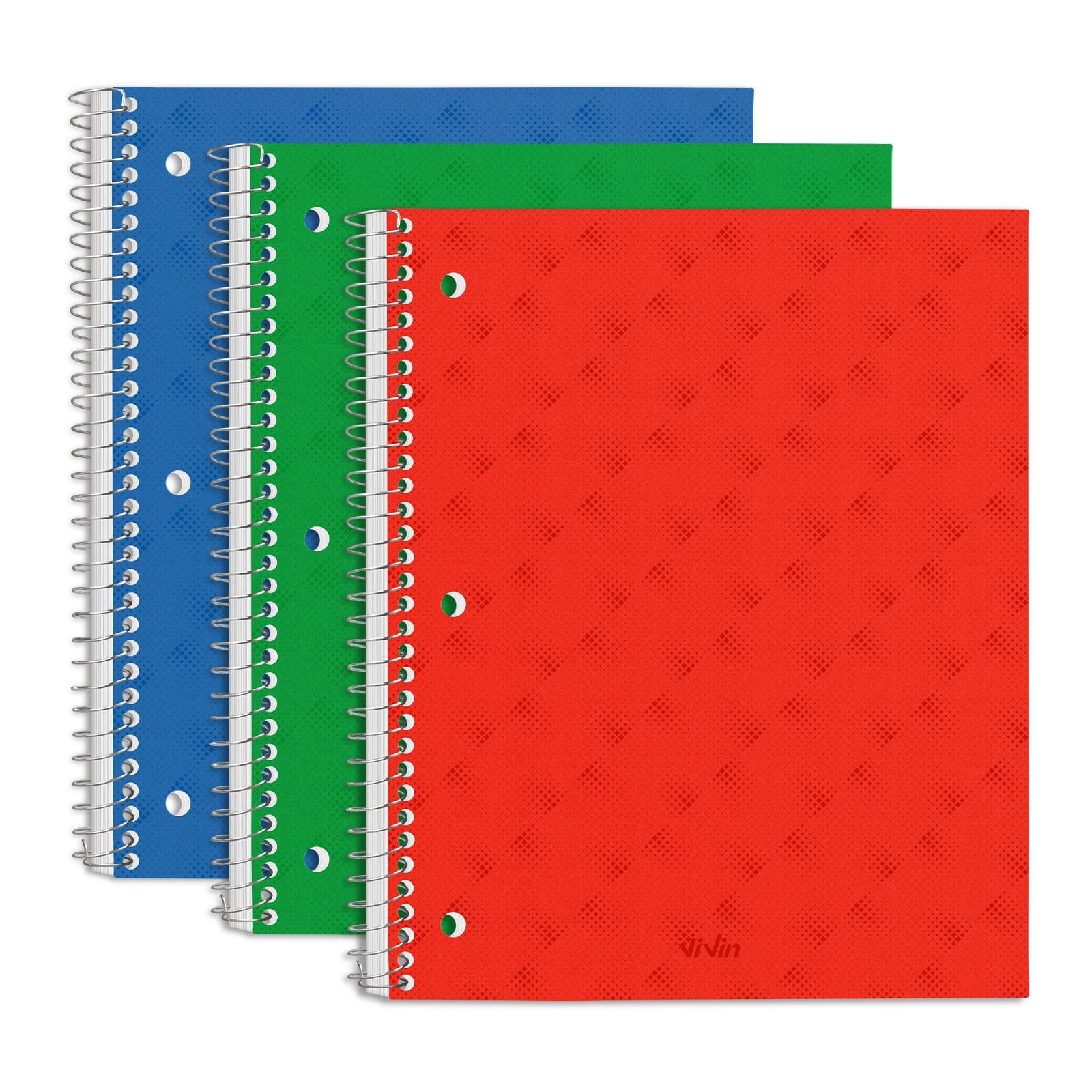 ViVin 3 Subject Wirebound Notebooks, 3 Pack, College Ruled, 150 Sheets ...