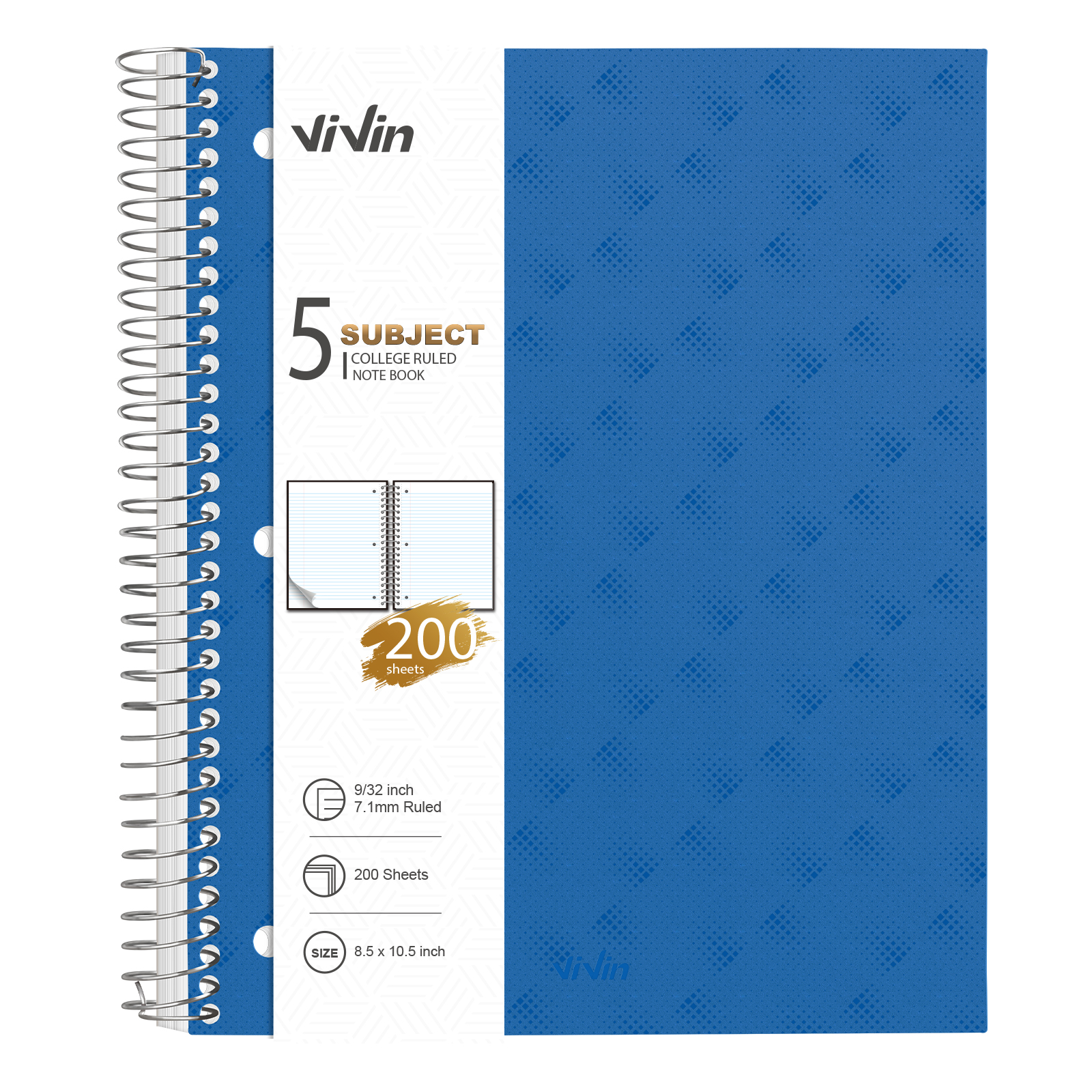 Exceed Spiral Notebook, College Ruled, 5 Subject, 160 Pages, 9" x 11 ...