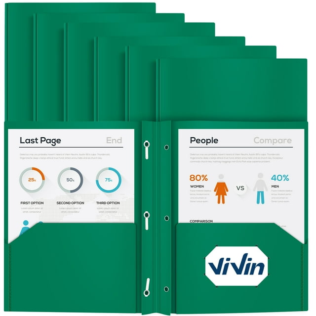 ViVin Heavy-Duty Plastic Folder, Two Pockets, Three Prongs, Office ...