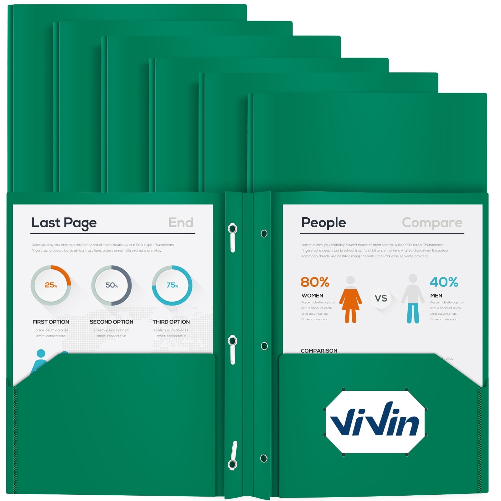 Vivin Heavy Duty Plastic Folder with Two Pockets and Three Prongs ...