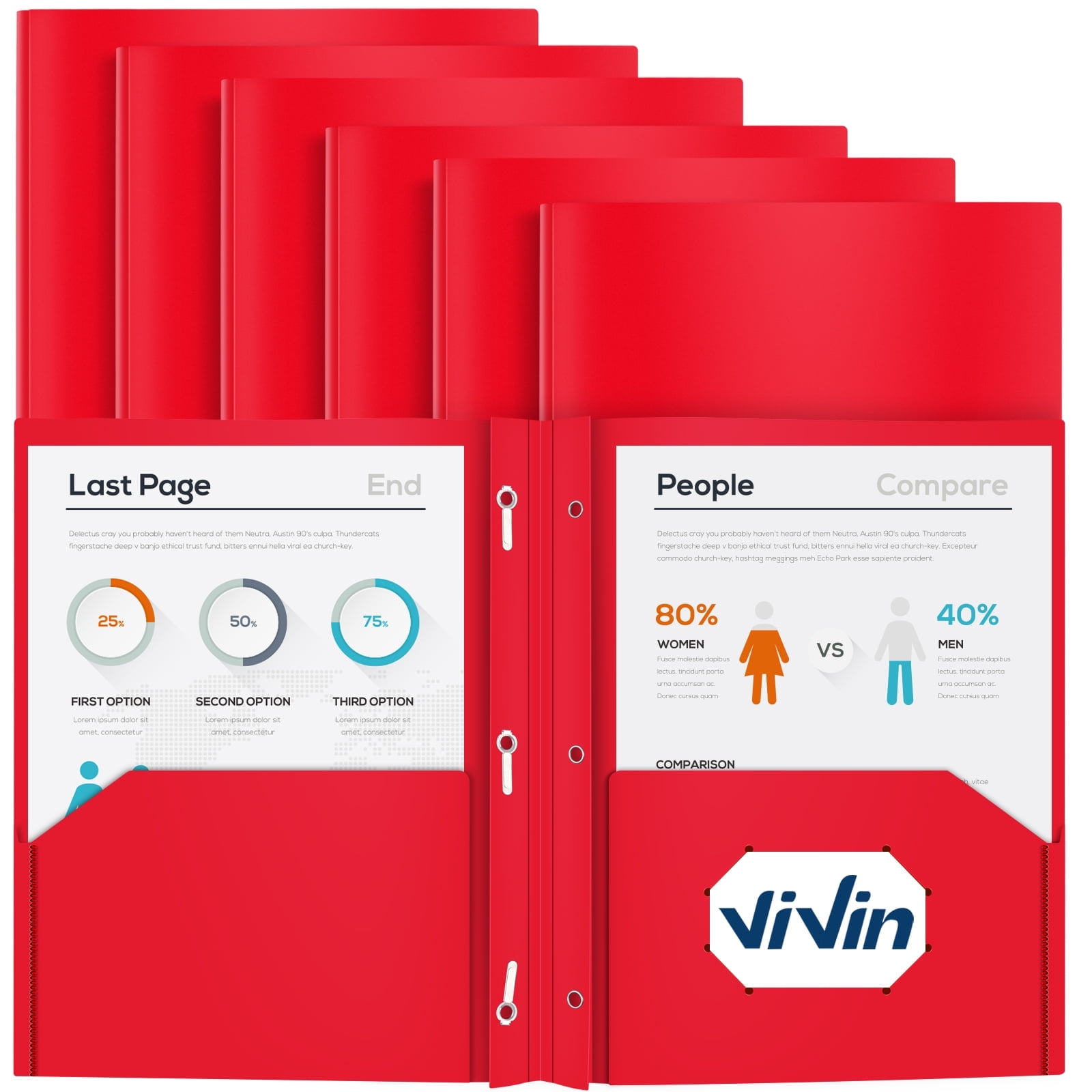 Vivin Heavy Duty Plastic Folder, 2 Pockets and 3 Prongs, Letter Size 12 ...