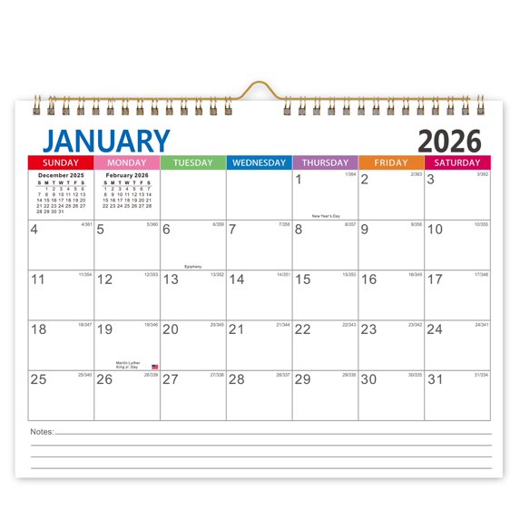 ViVin Horizontal YO Wall Calendar 11×8.5 inJan 2026–Dec 2026, 12 Months ...