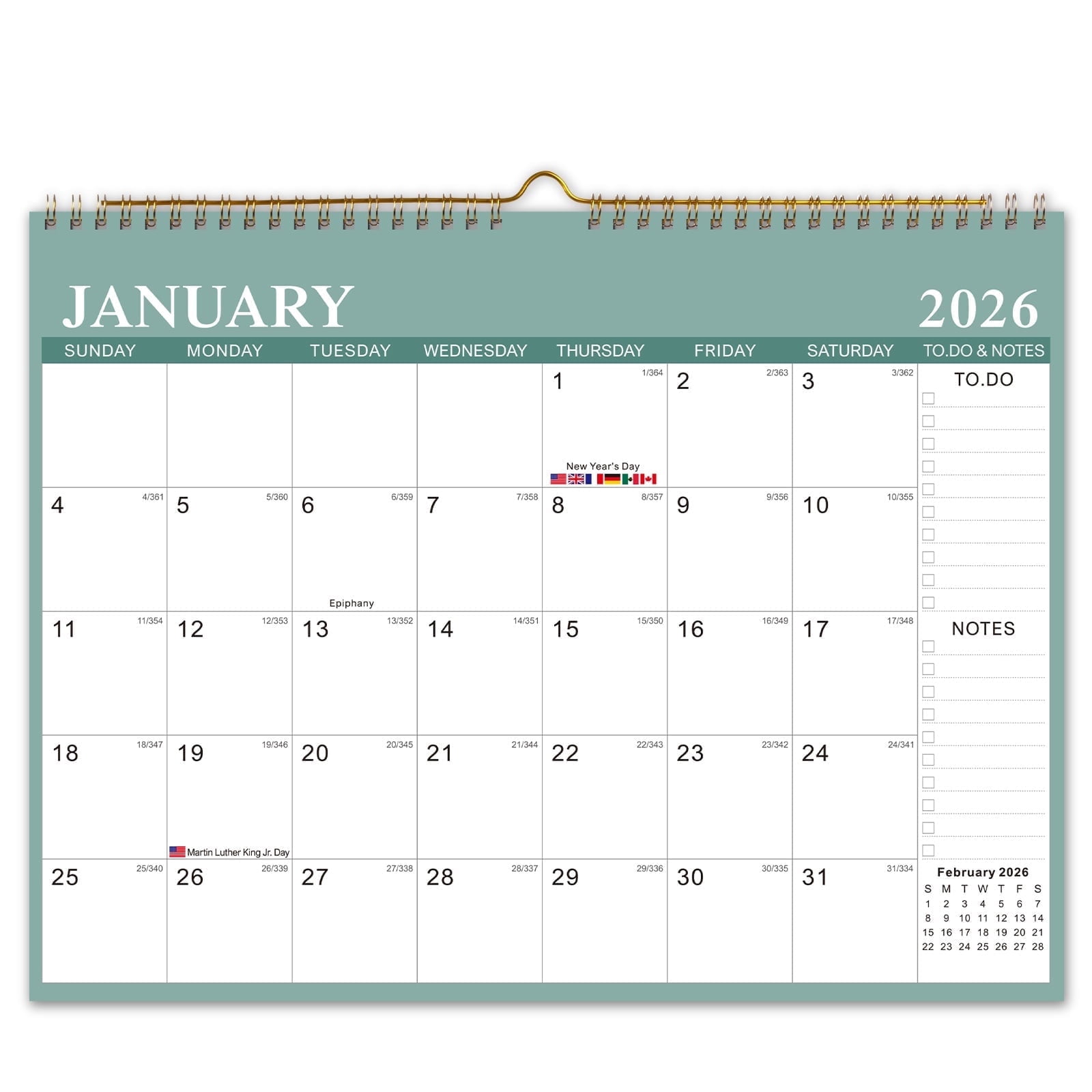 ViVin Horizontal YO Wall Calendar Jan 2026–Dec 2026, 12 Months, Macaron ...