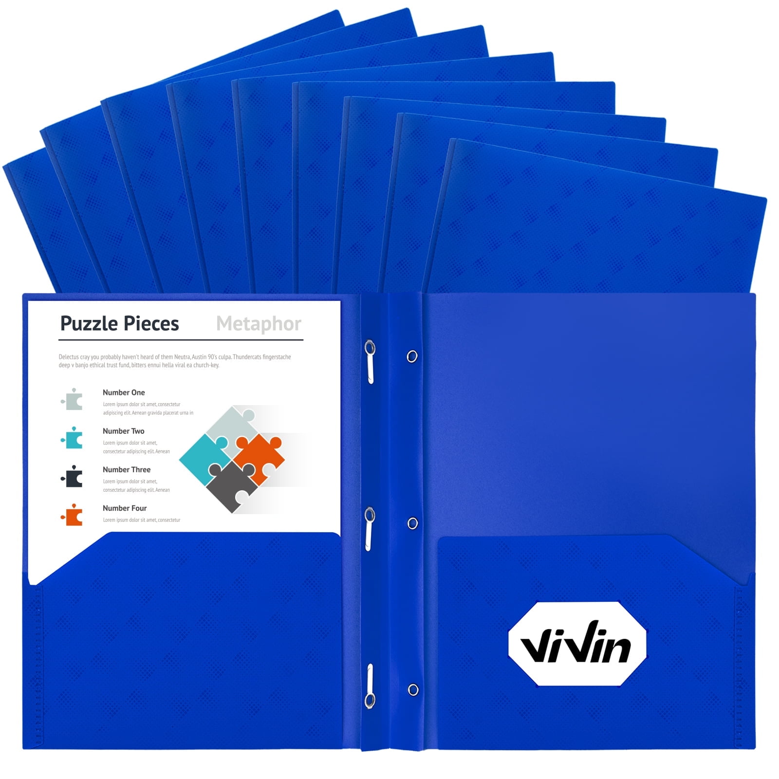 Vivin Plastic Folder with 3 Prong Fasteners and 2 Pockets, 10 Packs ...