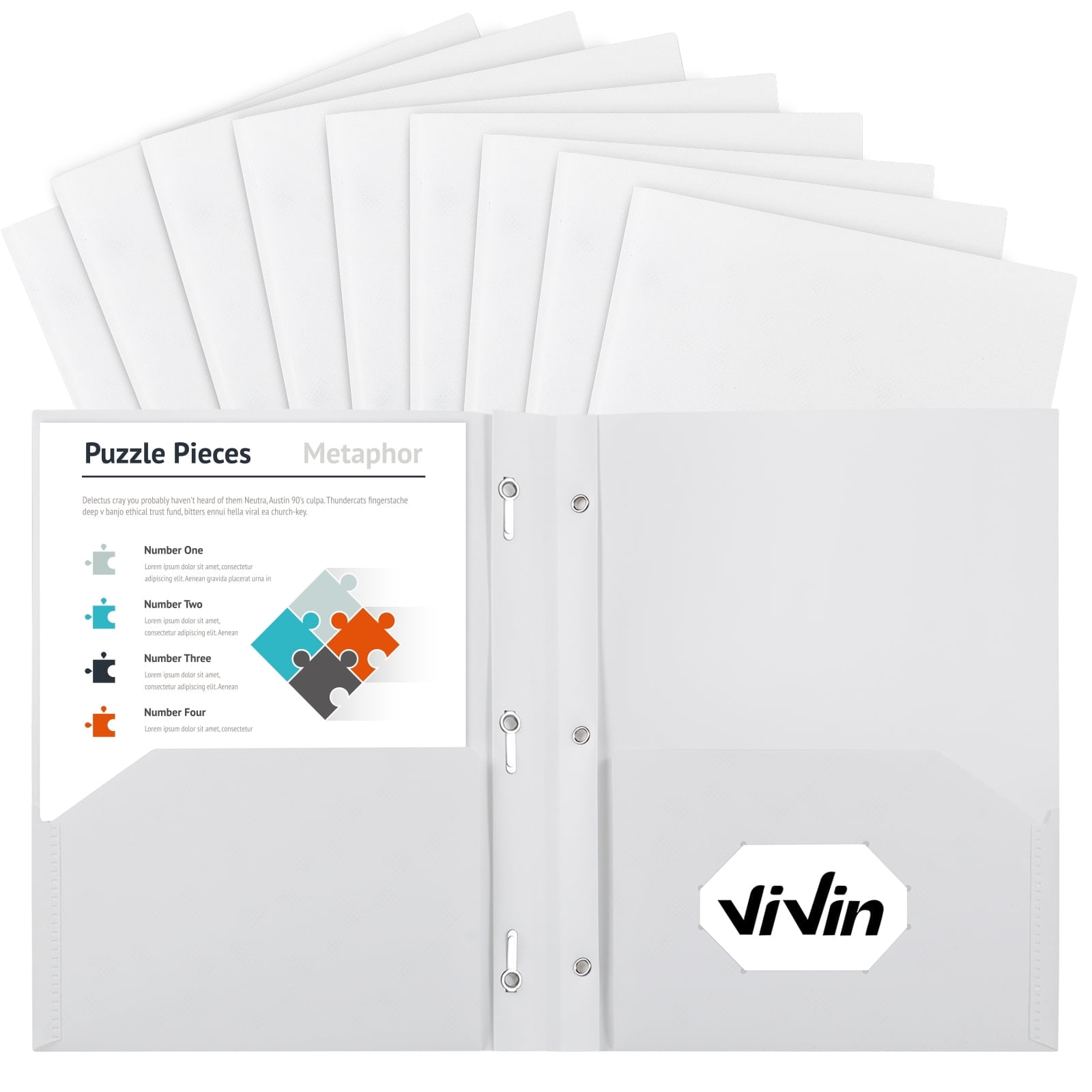 Vivin Plastic Folder with 3 Prong Fasteners and 2 Pockets, 10 Packs ...