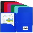 ViVin Solid Poly 3-Prong Pocket Folders, 12-Pack, Assorted Colors, 2 ...