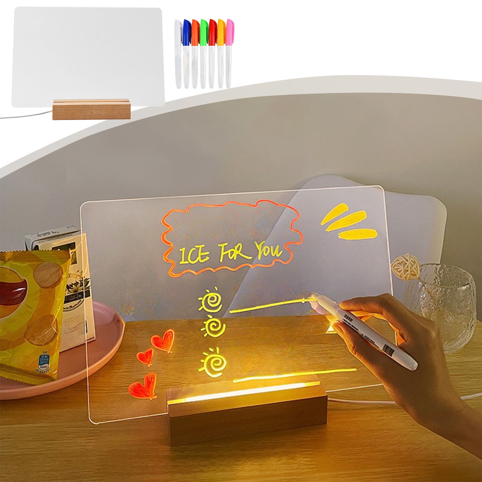 ViYW Diy Erasable Vertical Desktop Luminous Writing Board Handwriting ...