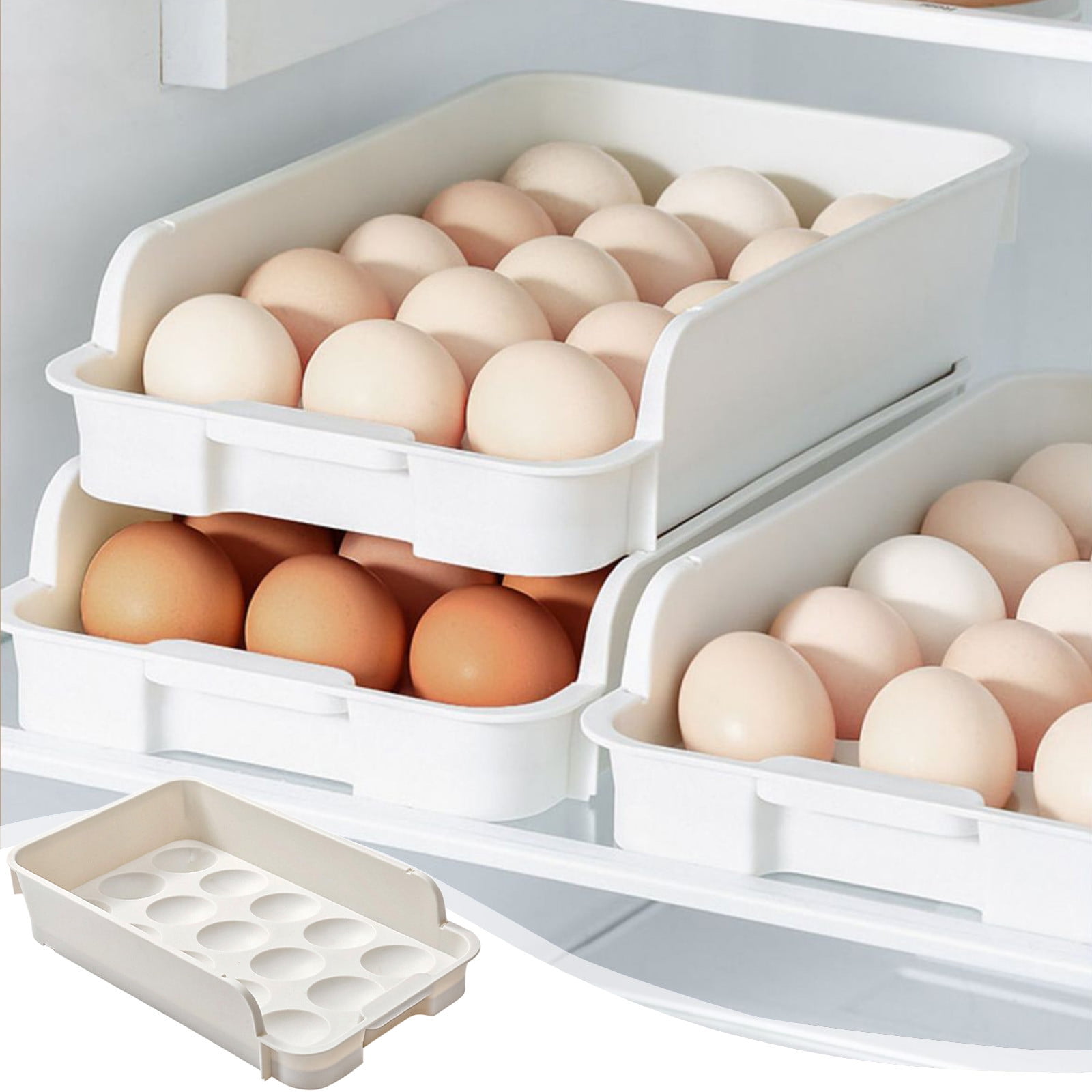 ViYW Egg Container for refrigerator, 15 Grid Egg Holder for ...