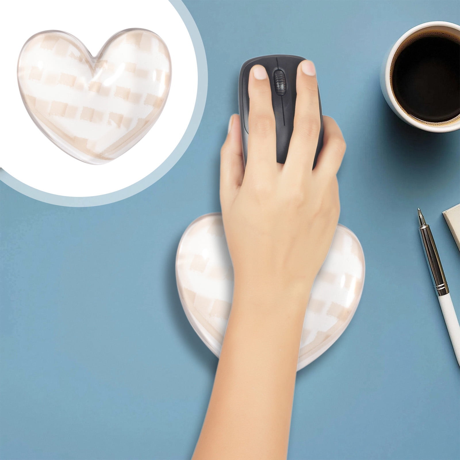 ViYW Gel Wrist Rest Heart Shape Transparent Ergonomic Computer Mouse ...