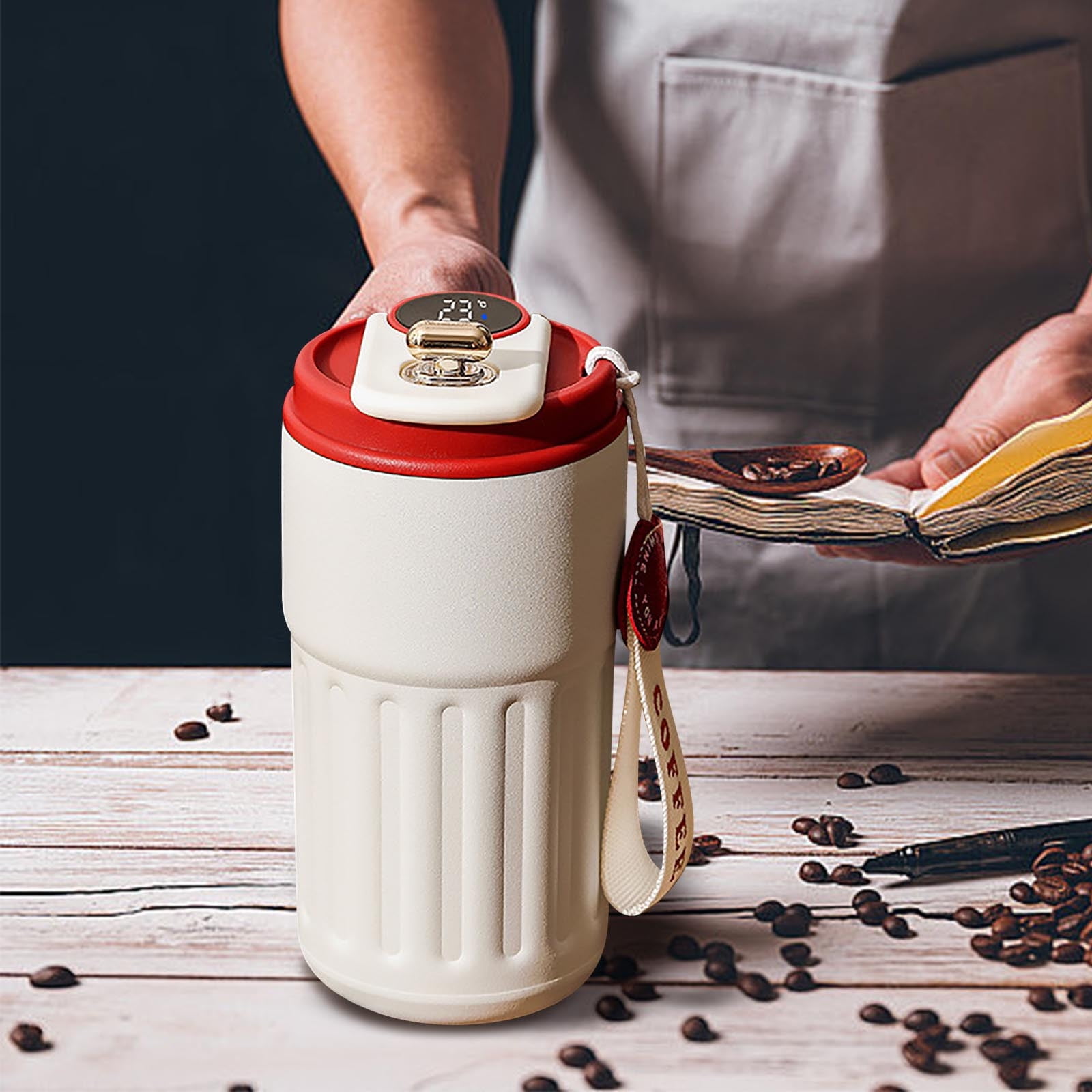 ViYW LED Temperature Display Coffee Mug Stainless Steel, Smart Coffee ...