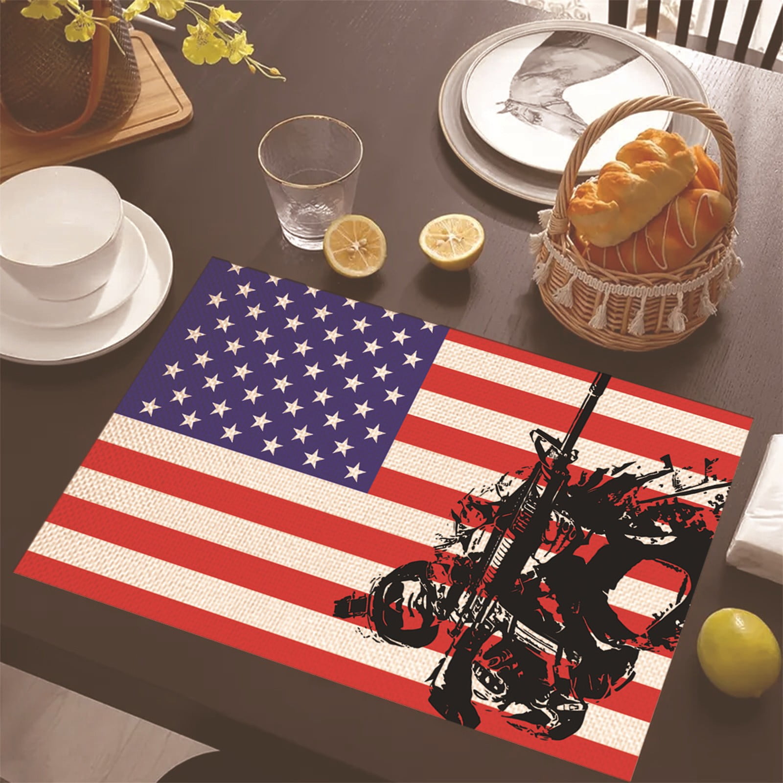 ViYW Memorial Day Place Mat Patriotic Freedom Stars Place Mats 4Th Of ...