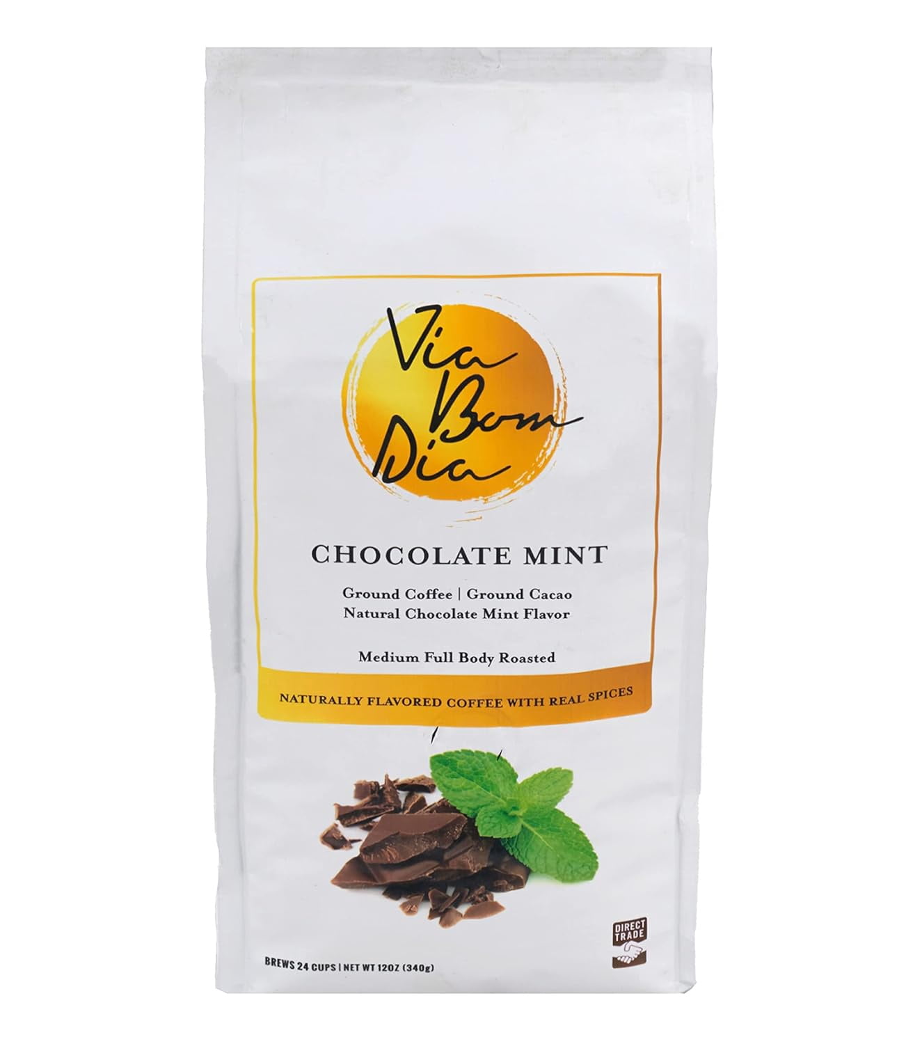 Via Bom Dia 100% Naturally Flavored Ground Coffee, Chocolate Mint ...